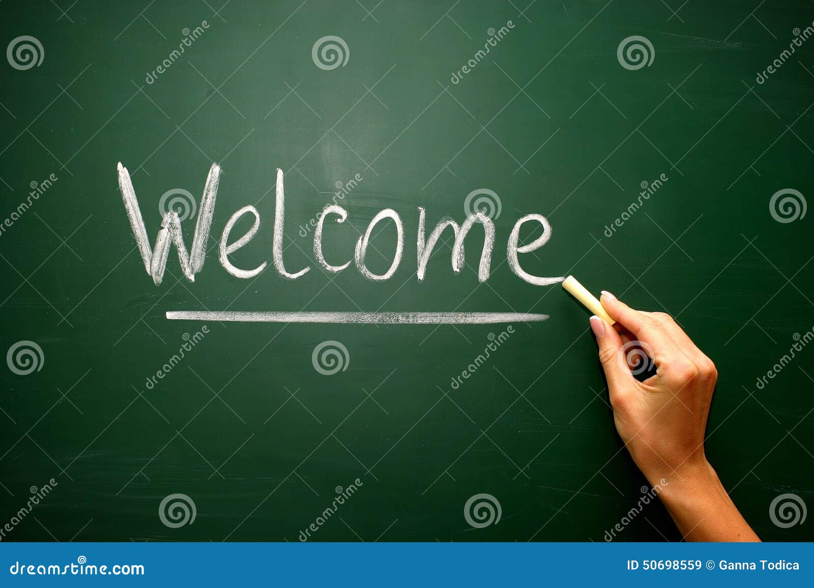 Welcome Handwritten in Script in Chalk on a Blackboard Stock Image ...