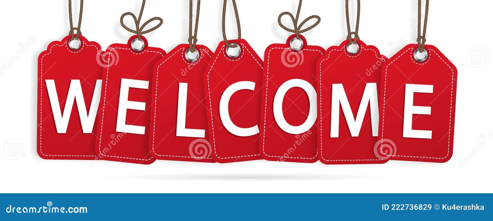 Welcome - Hanging Stickers Header, Hanging on Ropes Stock Vector ...