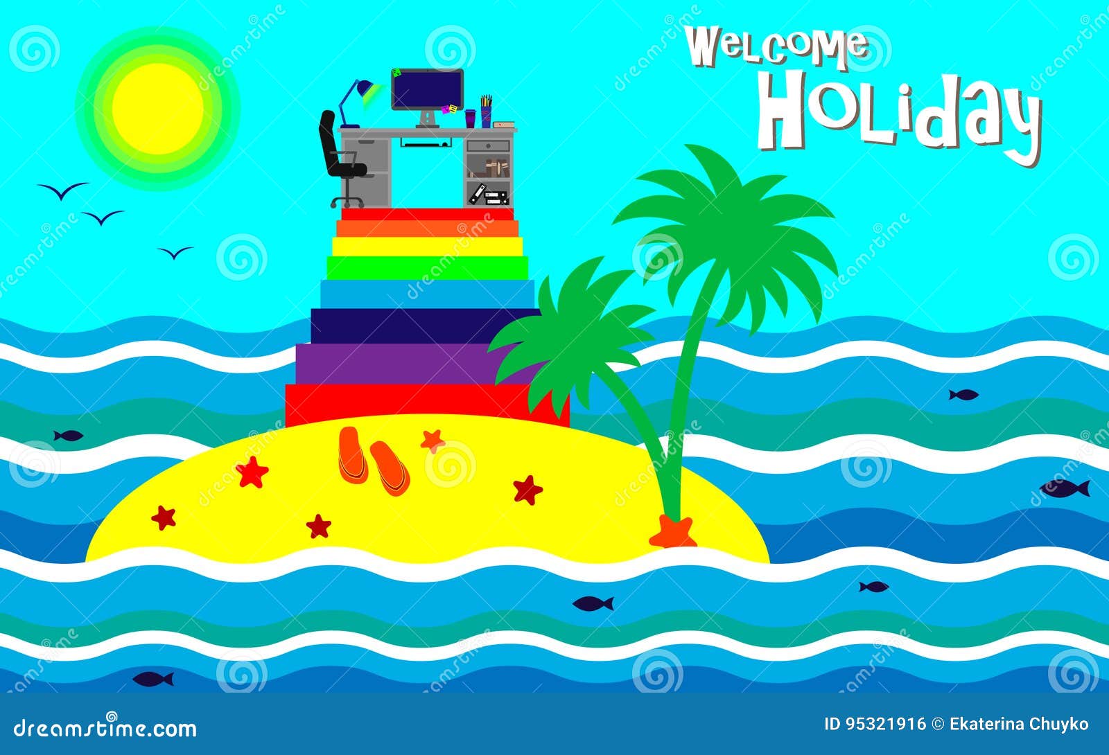 Welcome holiday. stock illustration. Illustration of vintage - 95321916