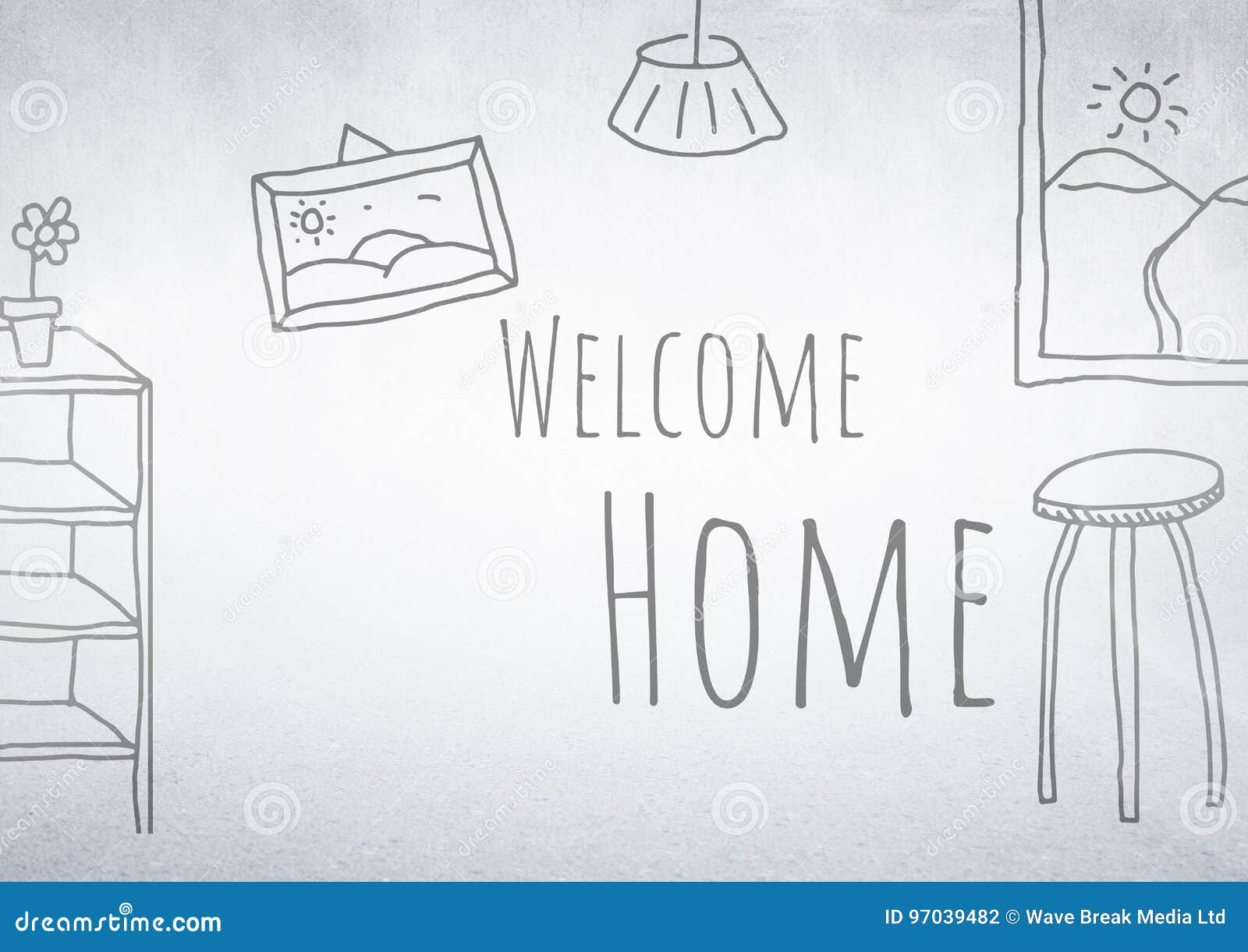Welcome Home Drawings with Bright Background Stock Illustration ...