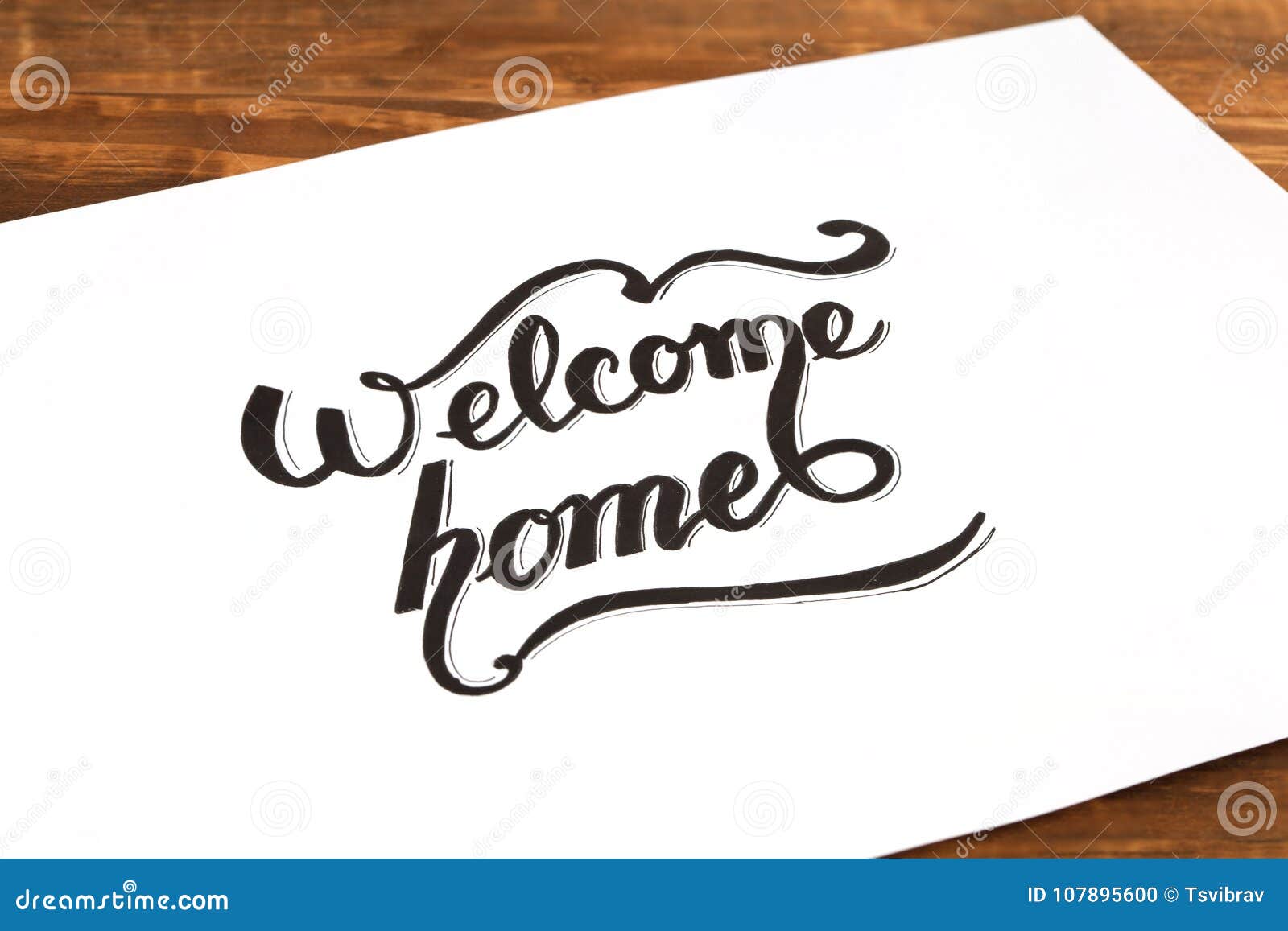 Welcome Home - Elegant Calligraphy Lettering. Stock Photo - Image of ...