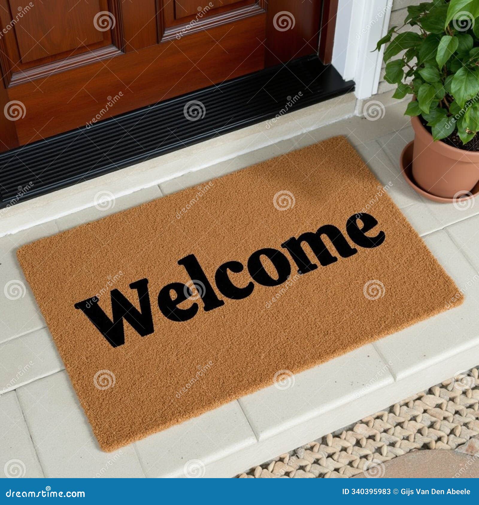 Welcome Home Front Door Doormat with Bold Welcome Text Stock ...