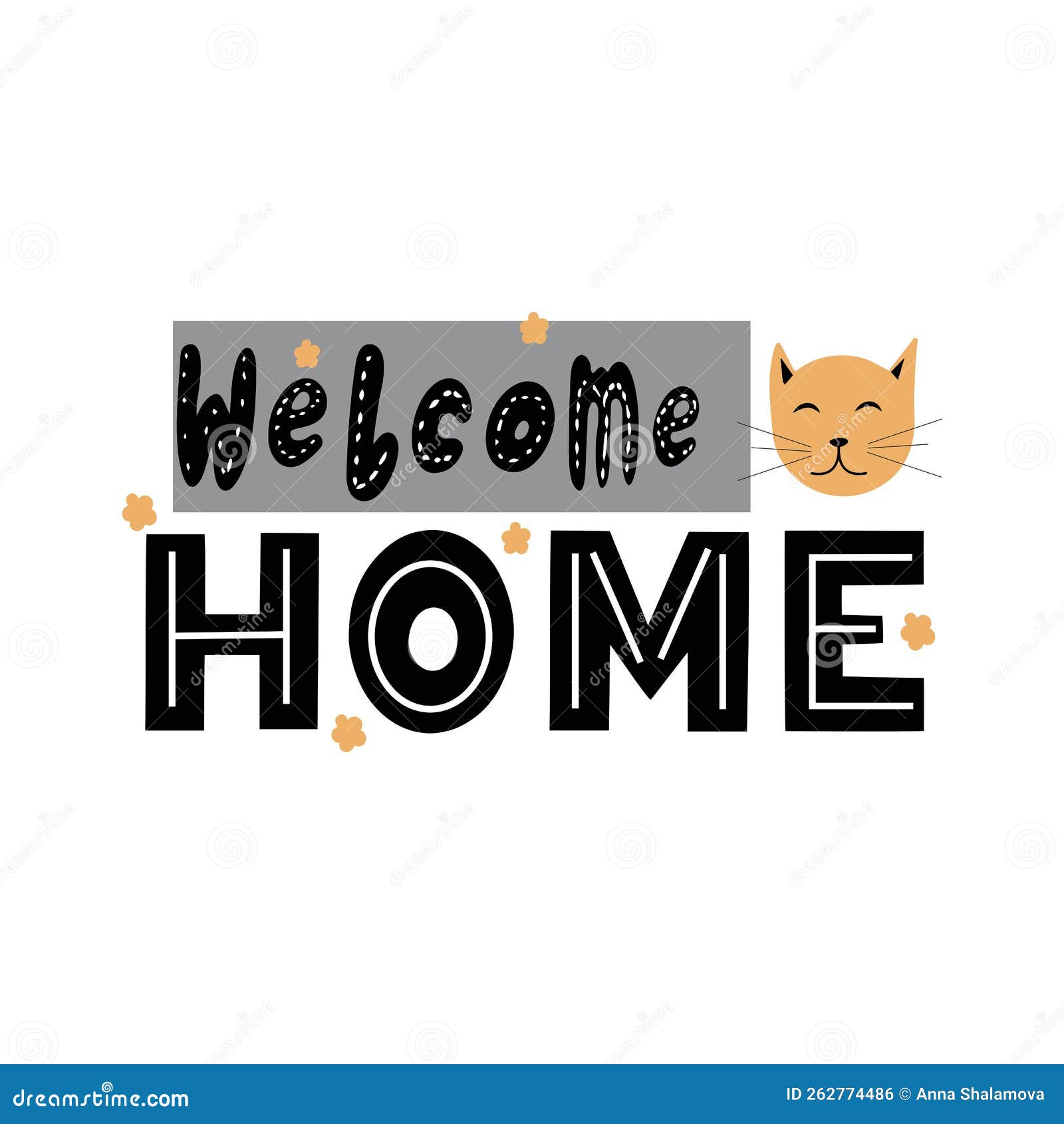 Welcome Home Lettering. Hand Drawn Modern Vector Calligraphy Isolated ...