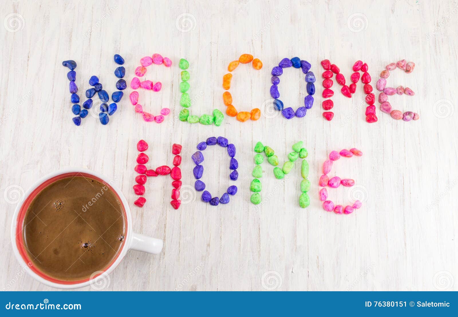 Welcome Home Note and Cup of Coffee Stock Image - Image of positive ...