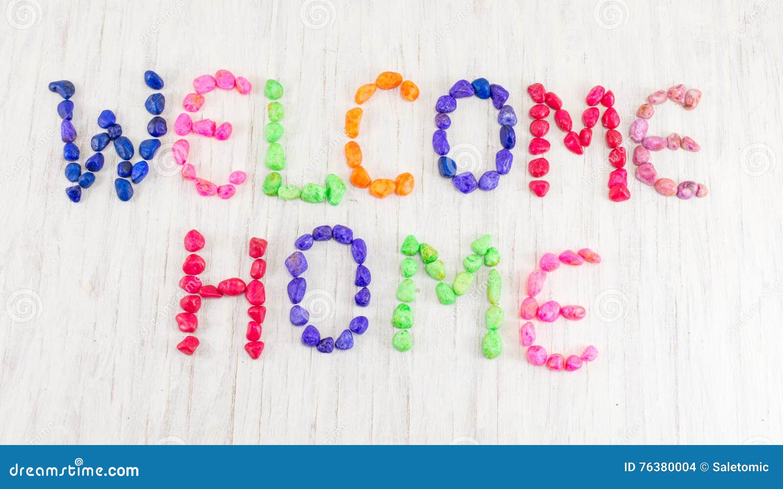 Welcome Home Note Written with Small Rocks Stock Photo - Image of note ...