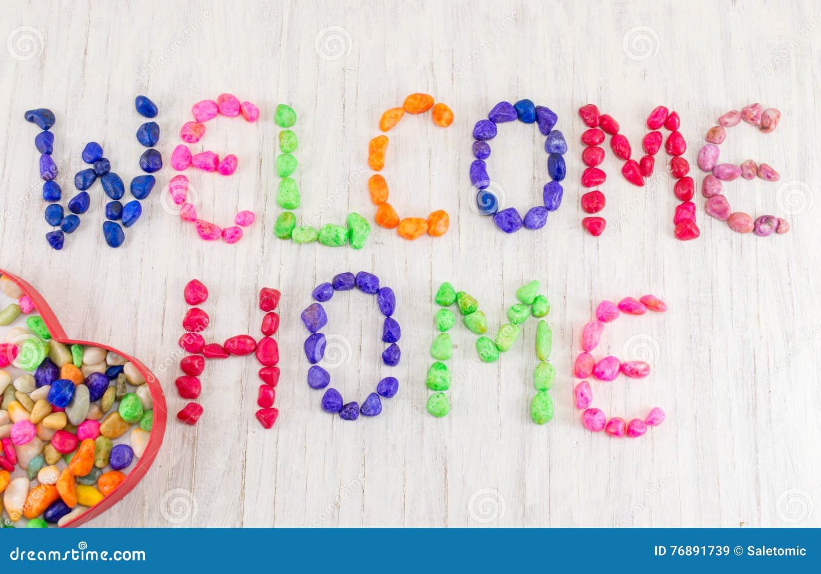 Welcome Home Note Written with Small Rocks Stock Image - Image of rocks ...