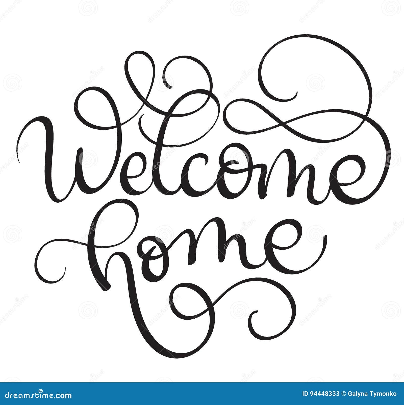 Welcome Home Vector Vintage Text. Calligraphy Lettering Illustration ...