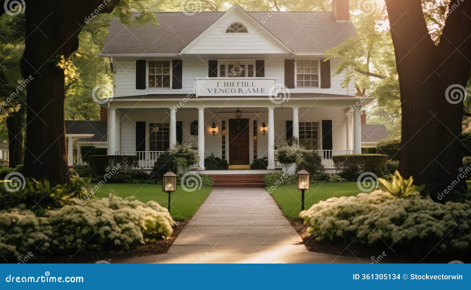 Welcome house with sign stock illustration. Illustration of ...