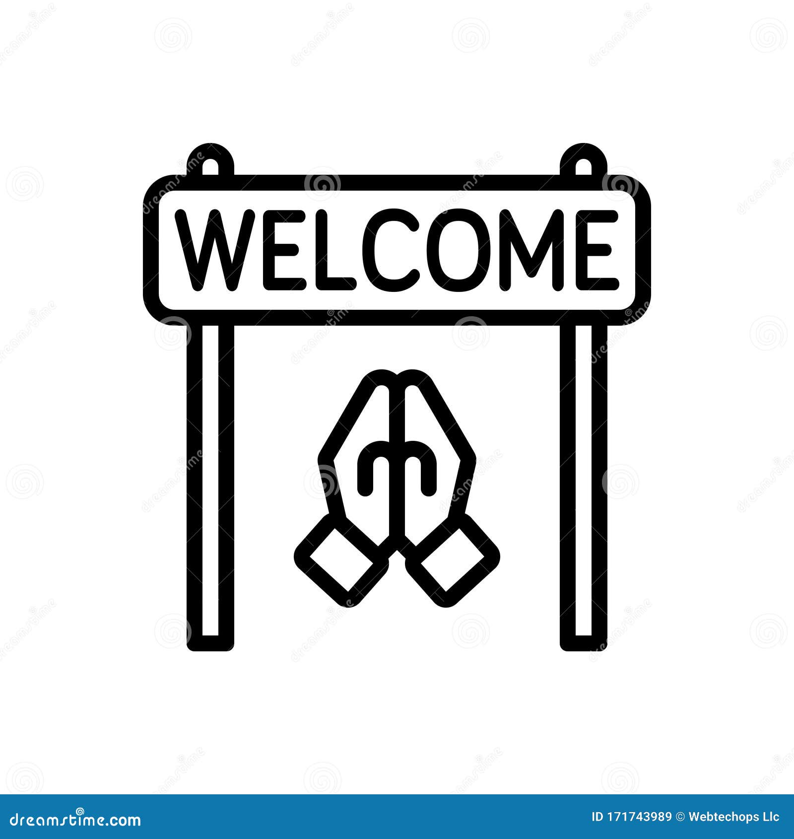Black Line Icon for Welcome, Acceptance and Reception Stock Vector ...