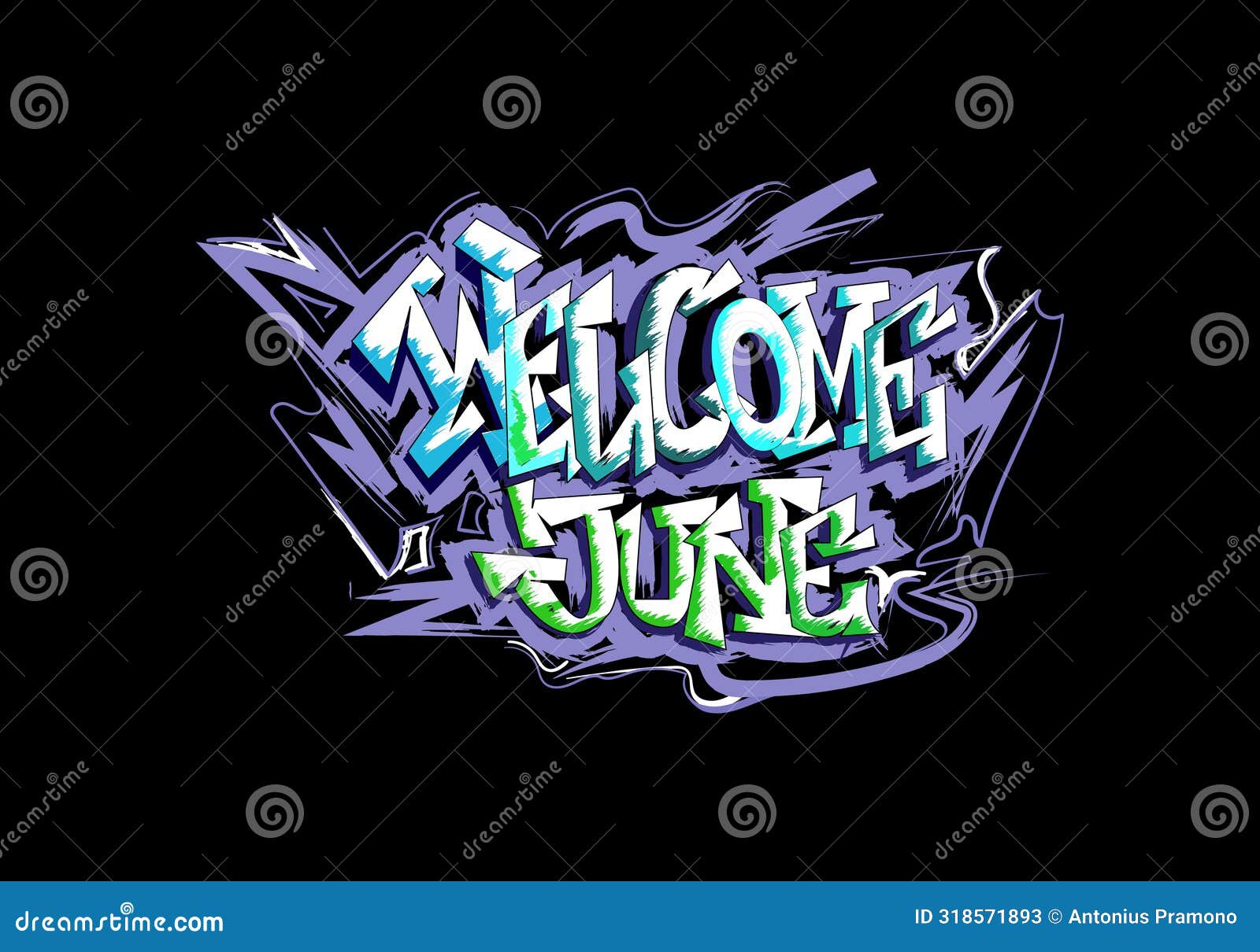 WELCOME JUNE Graffiti Tag Style Art Stock Illustration - Illustration ...
