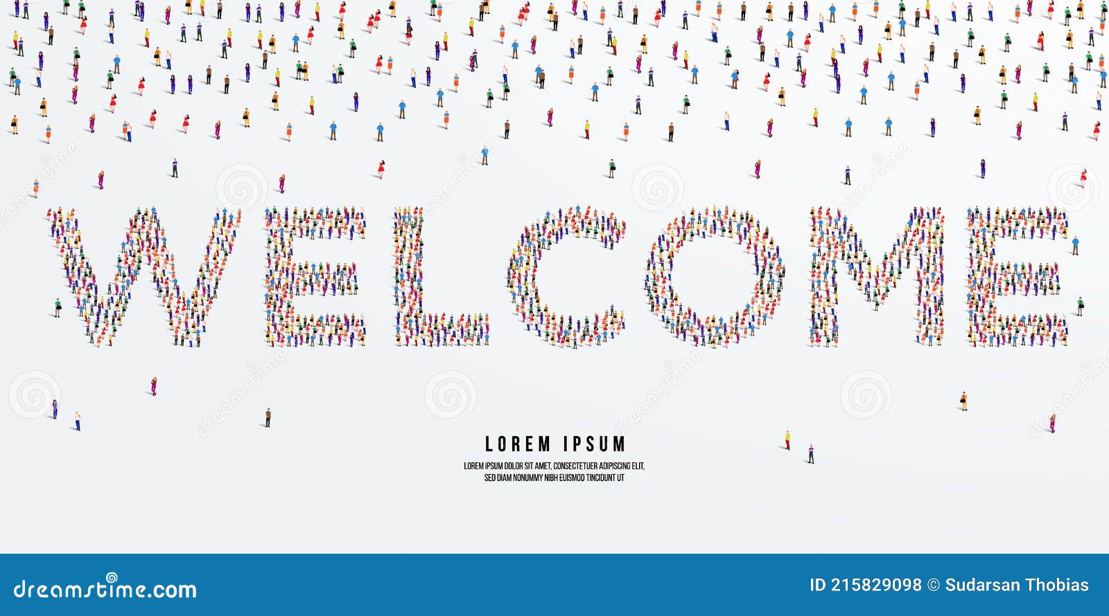 Welcome. Large Group of People Form To Create Welcome Stock Vector ...