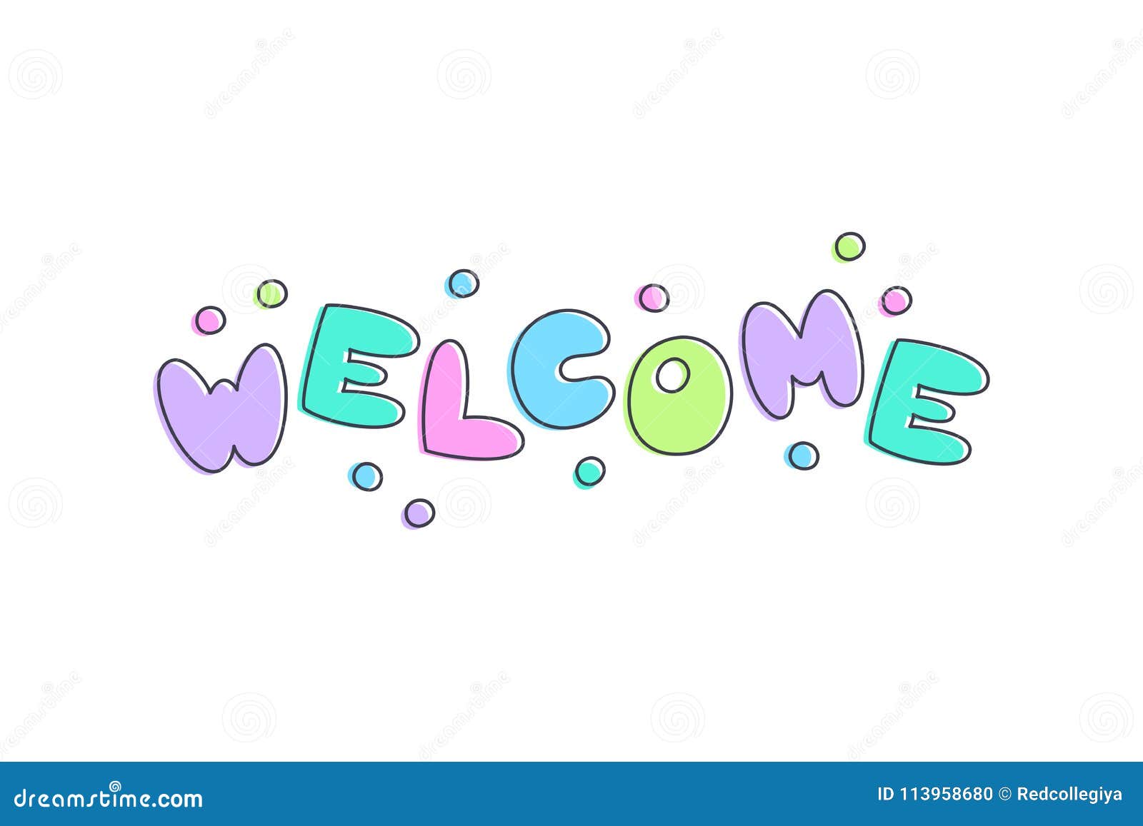 Welcome lettering stock illustration. Illustration of bright - 113958680
