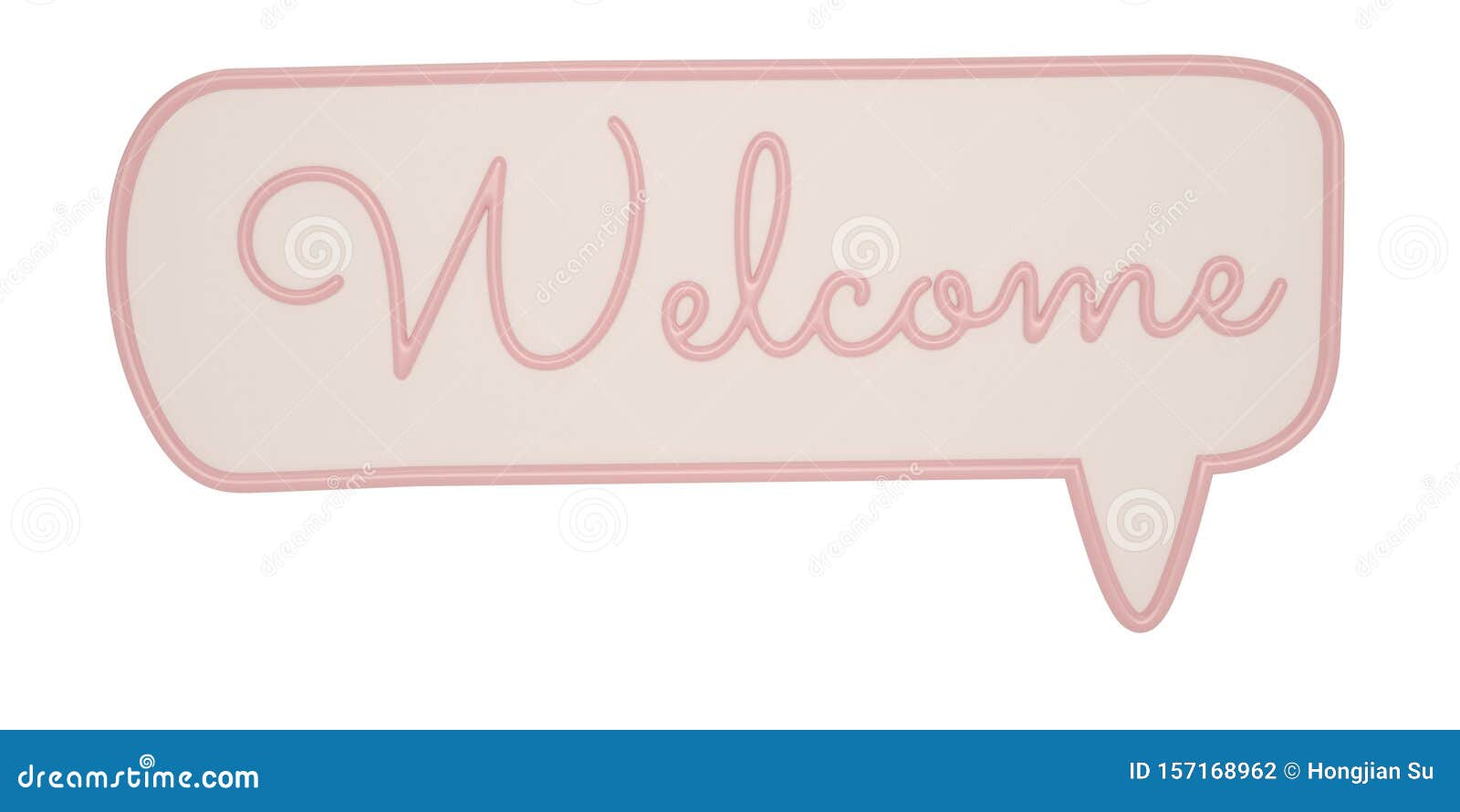 Welcome Lettering in 3D Speech Bubble. 3D Illustration Stock ...