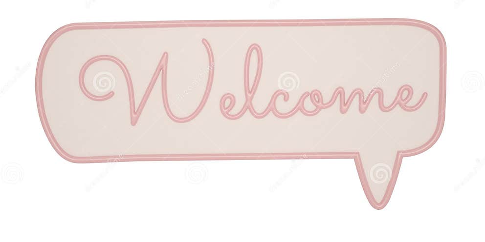 Welcome Lettering in 3D Speech Bubble. 3D Illustration Stock ...