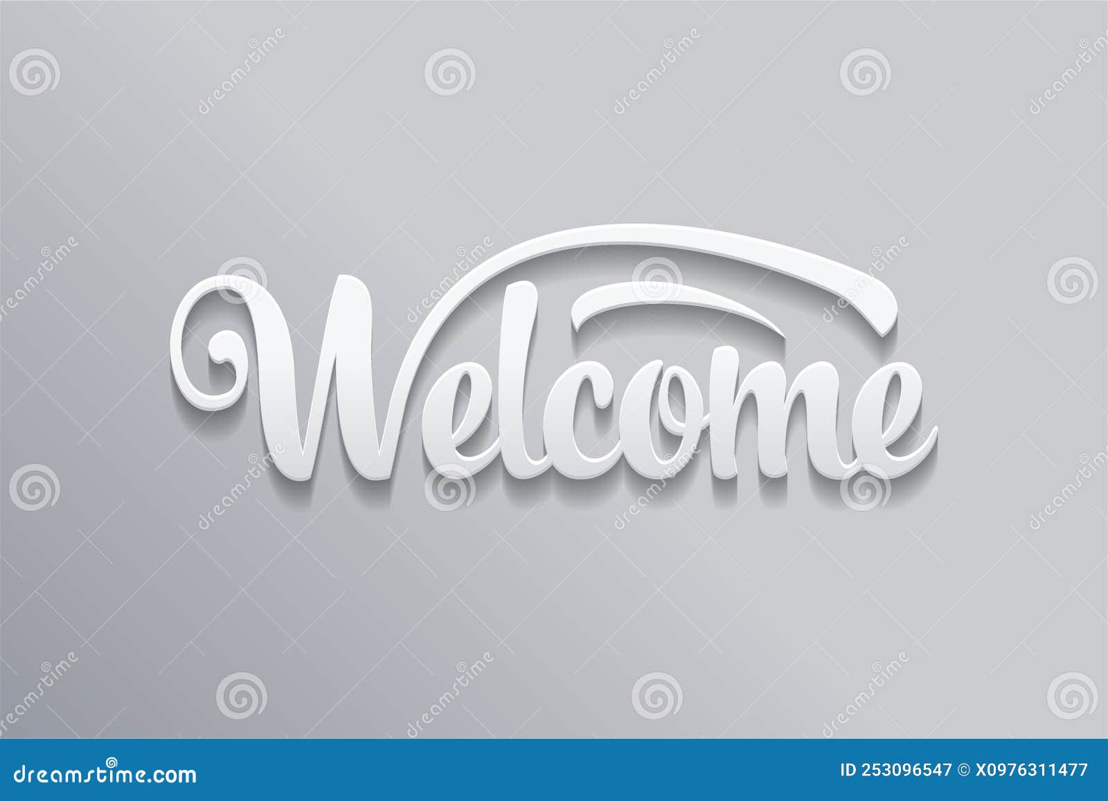 Welcome Lettering on Gray Background with Shadow, Vector Stock Vector ...