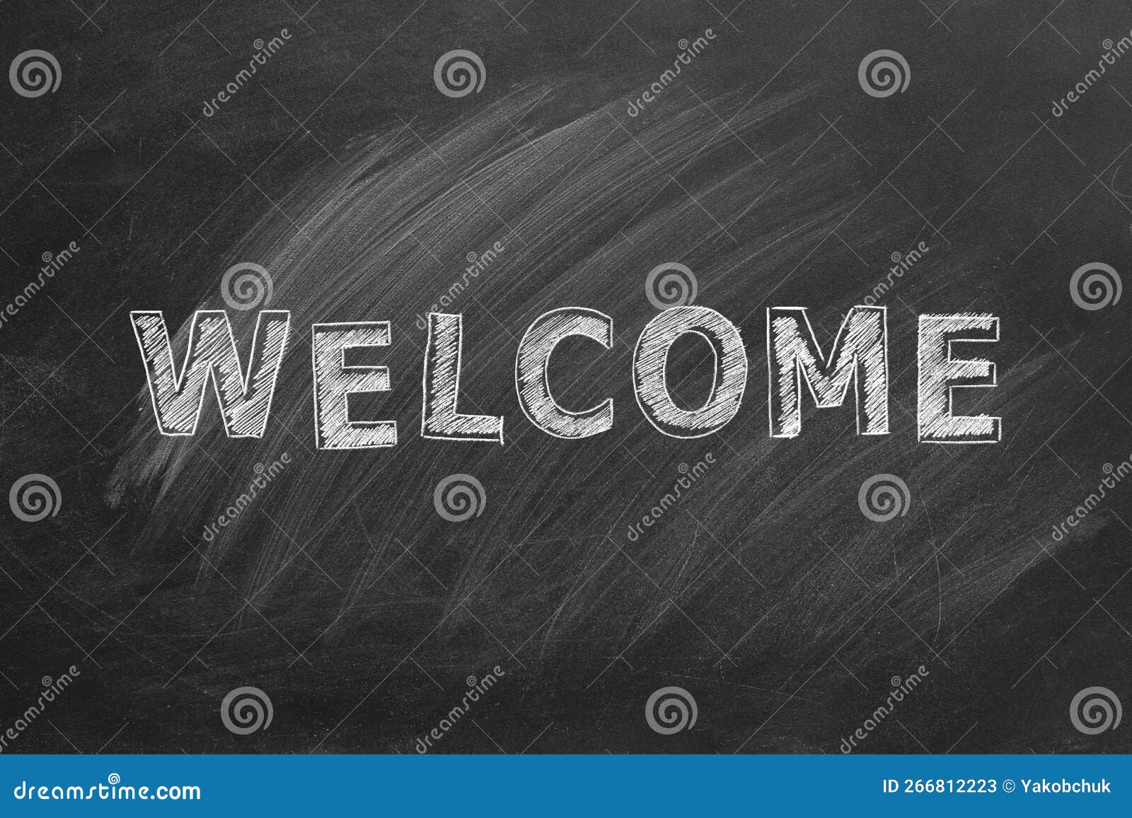 Welcome Lettering. Illustration on Blackboard Stock Image - Image of ...