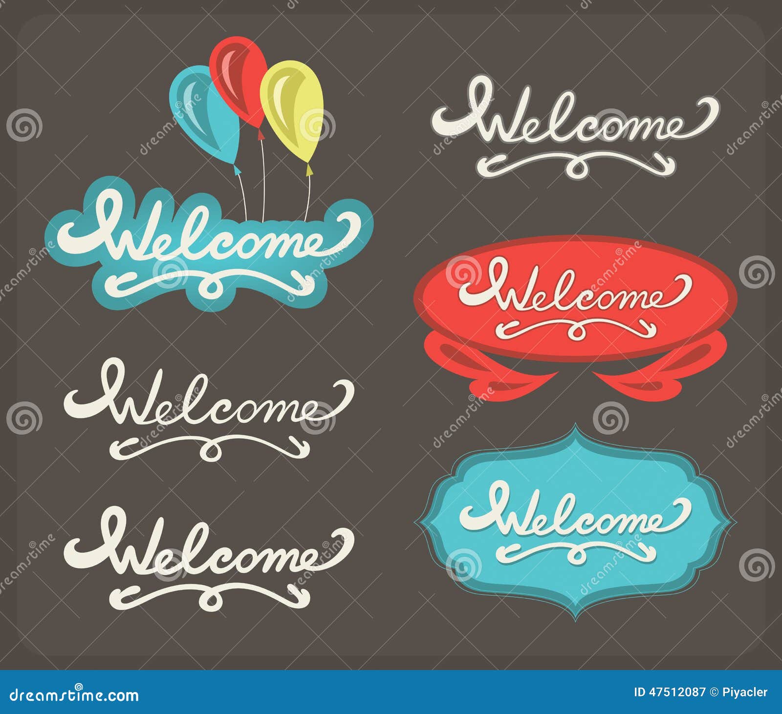 Welcome lettering set stock vector. Illustration of retro - 47512087