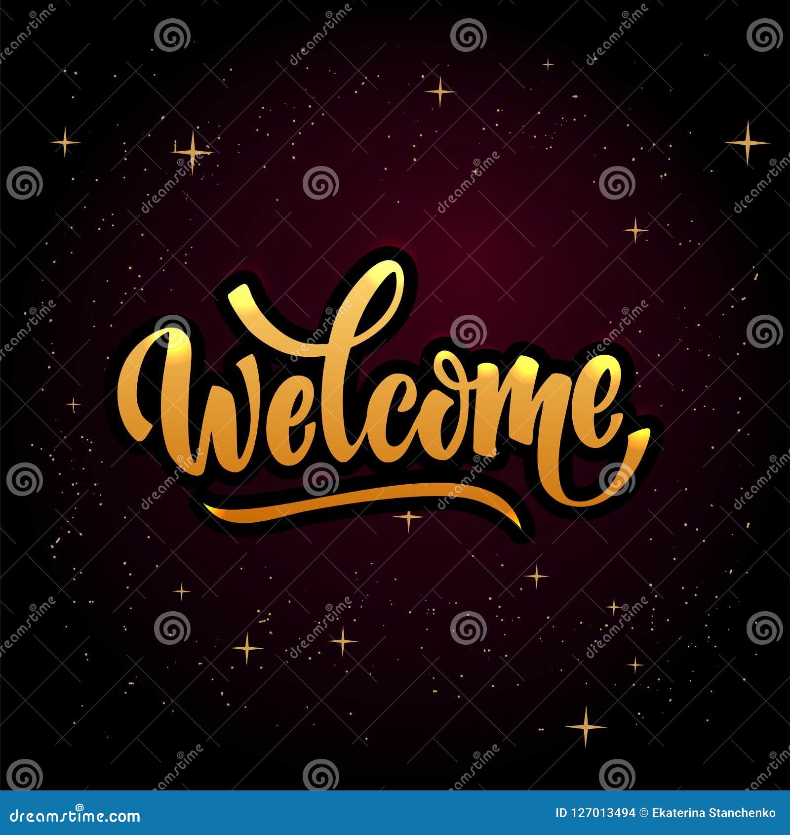 Welcome Lettering Text. Modern Calligraphy Style Illustration Red and ...