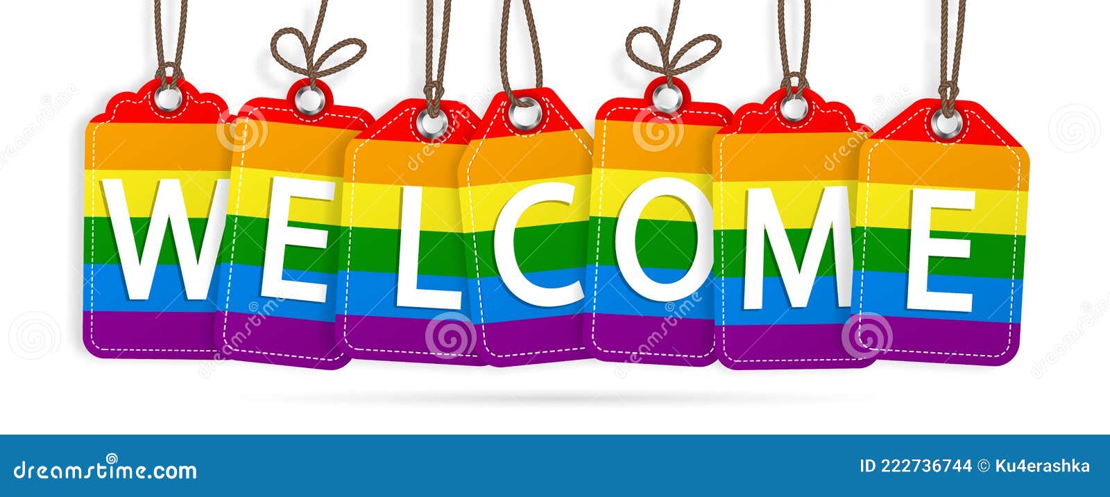 Welcome LGBT Rainbow Graphic Hanging Stickers Header, Hanging on Ropes ...