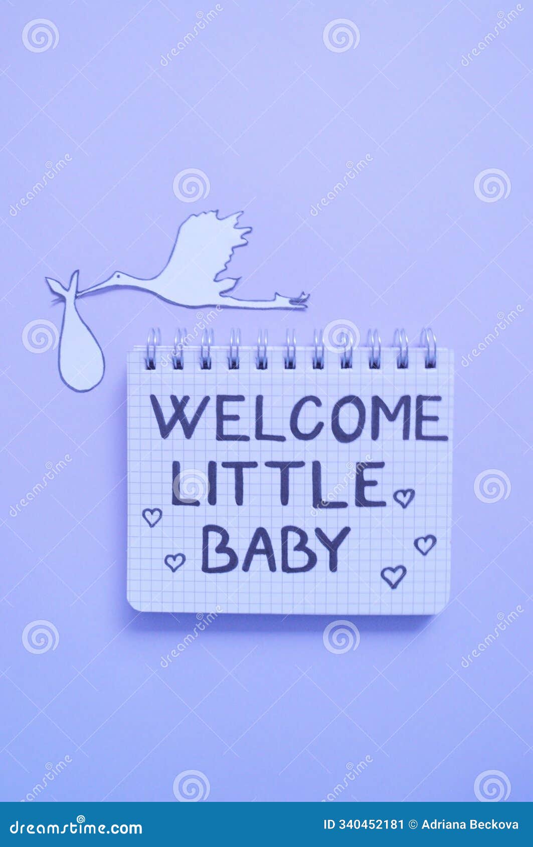Welcome Little Baby Write on Blue Background Stock Image - Image of ...
