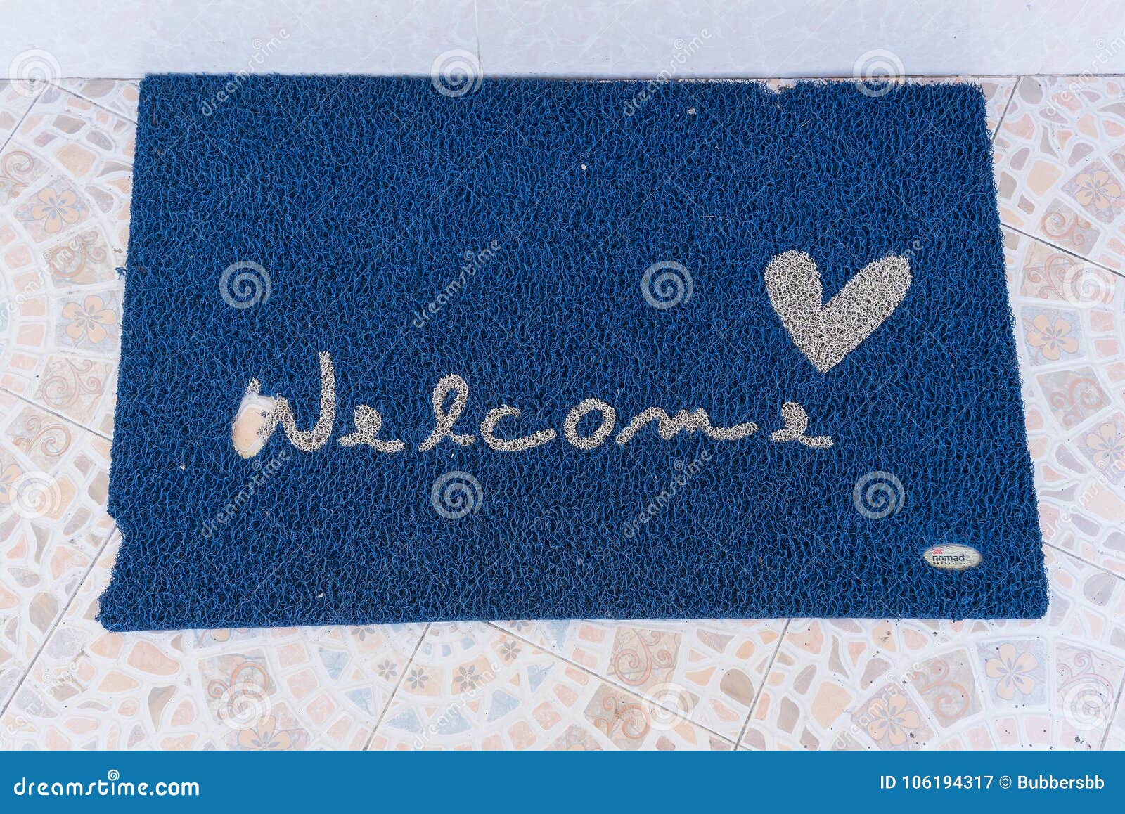 Welcome Mat on the Floor Background. Stock Image - Image of frame ...