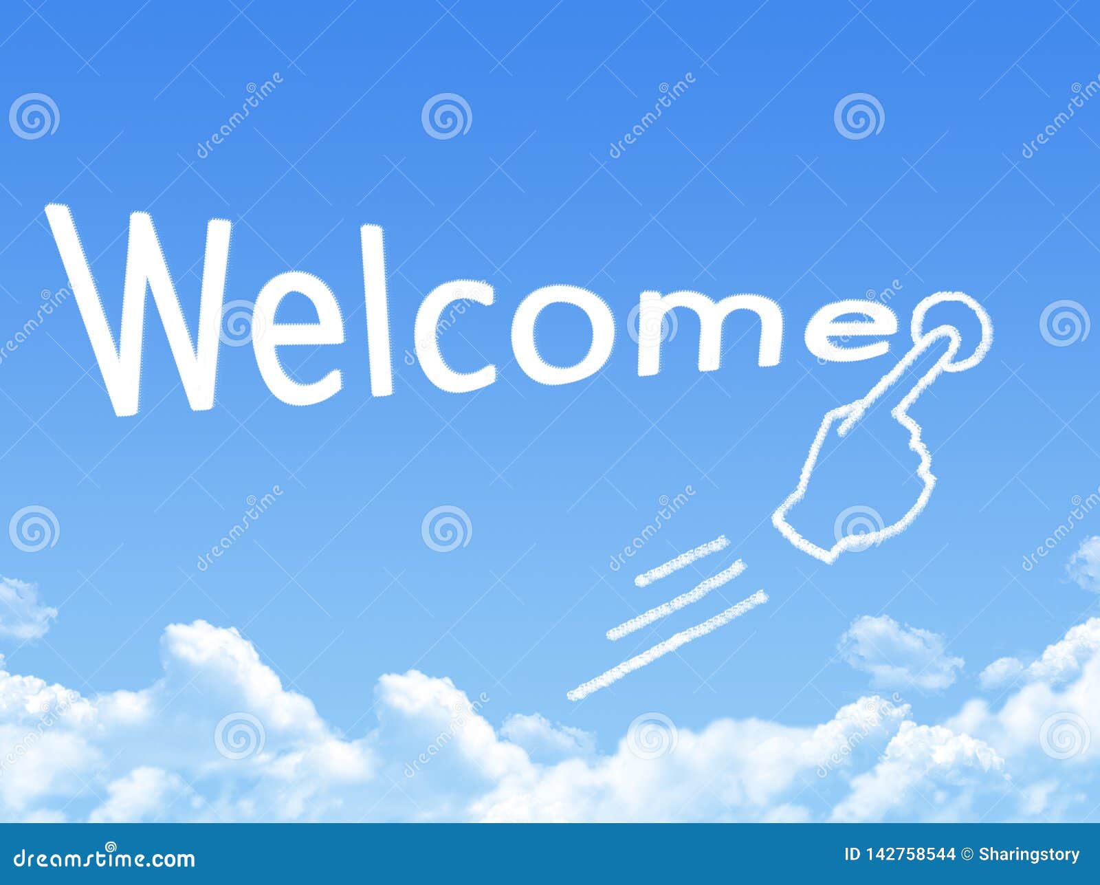 Welcome Message Cloud Shape Stock Illustration - Illustration of dreams ...