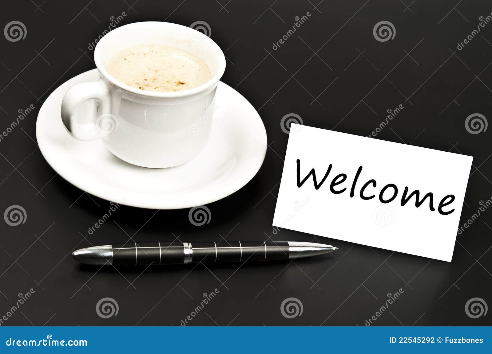 Welcome Message on Desk with Coffee Stock Photo - Image of welcome ...