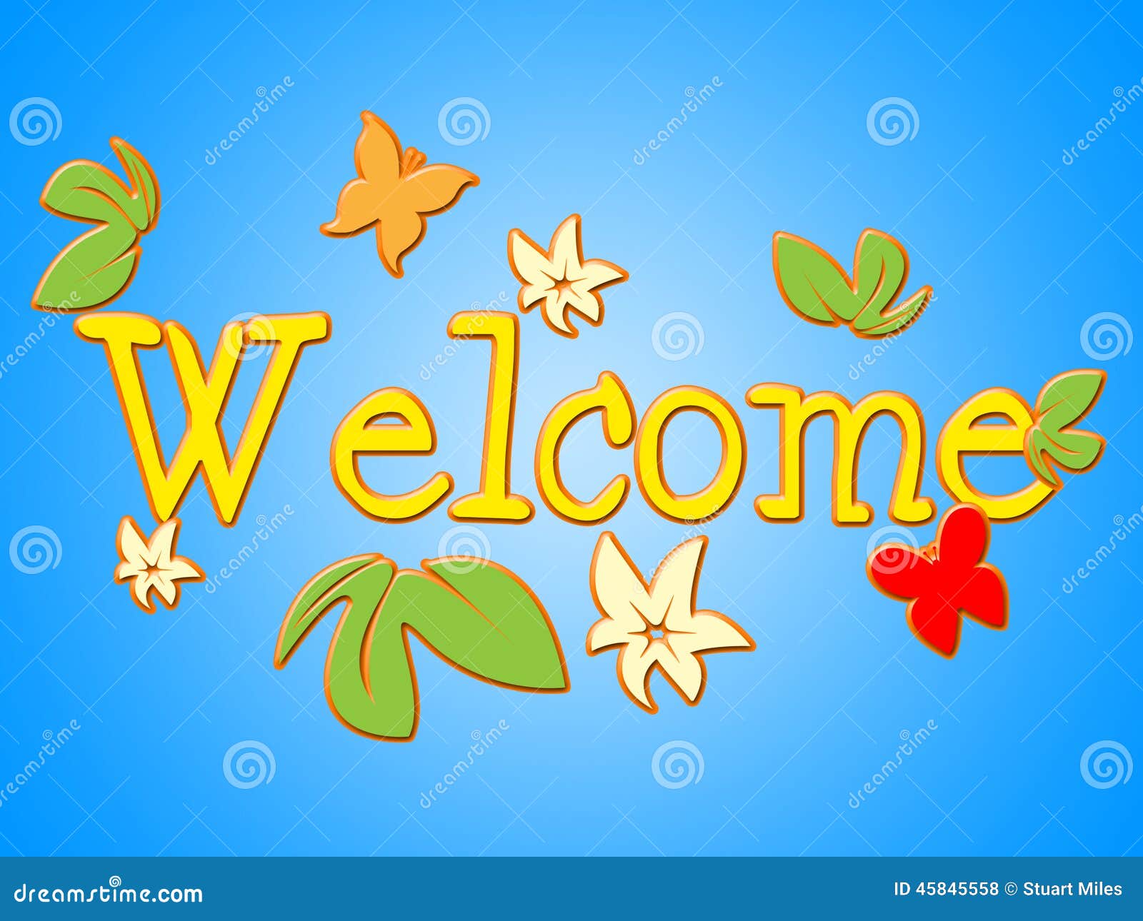 Welcome Message Shows Contact Arrival and Invitation Stock Illustration ...
