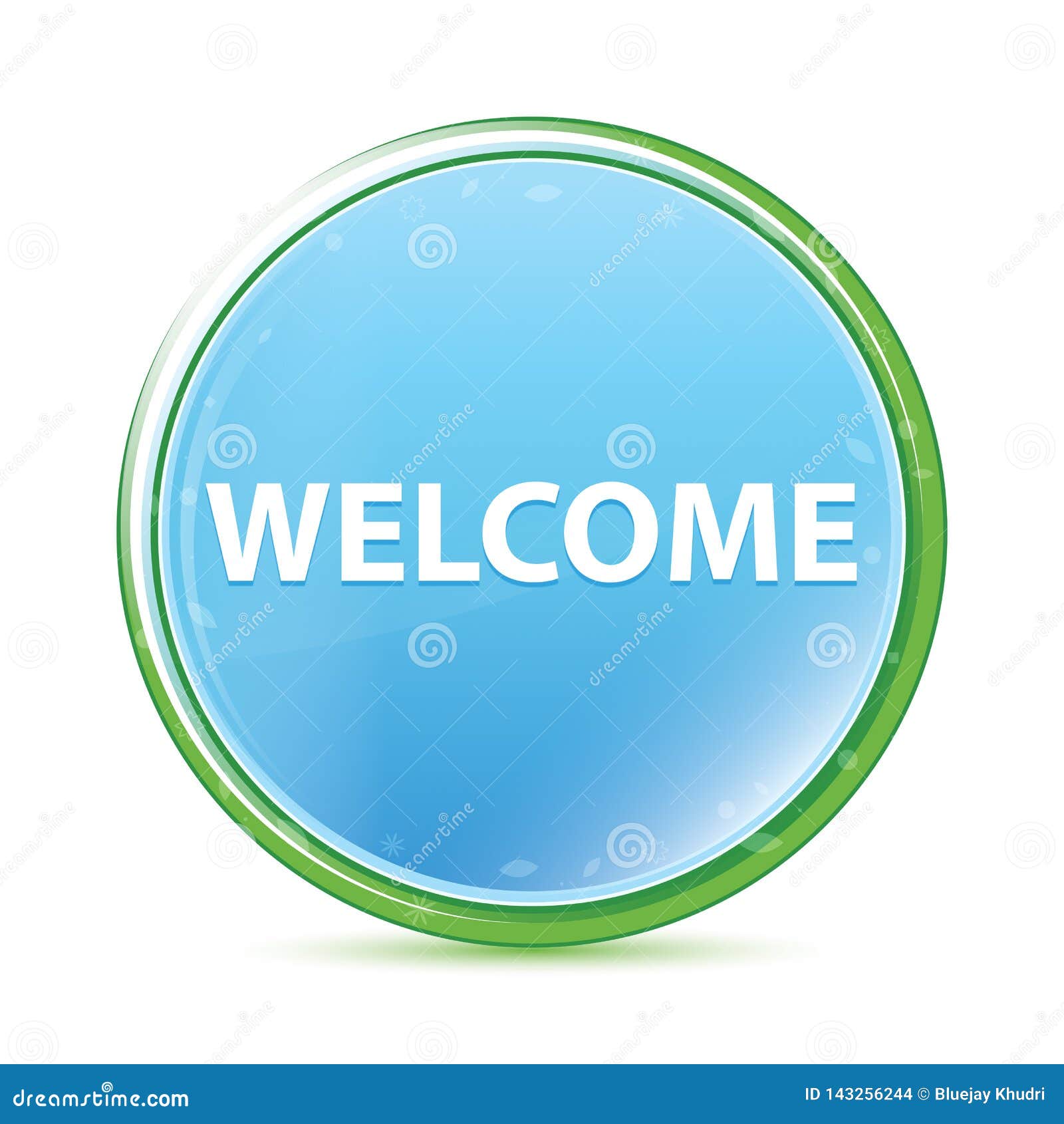 Welcome Natural Aqua Cyan Blue Round Button Stock Illustration ...