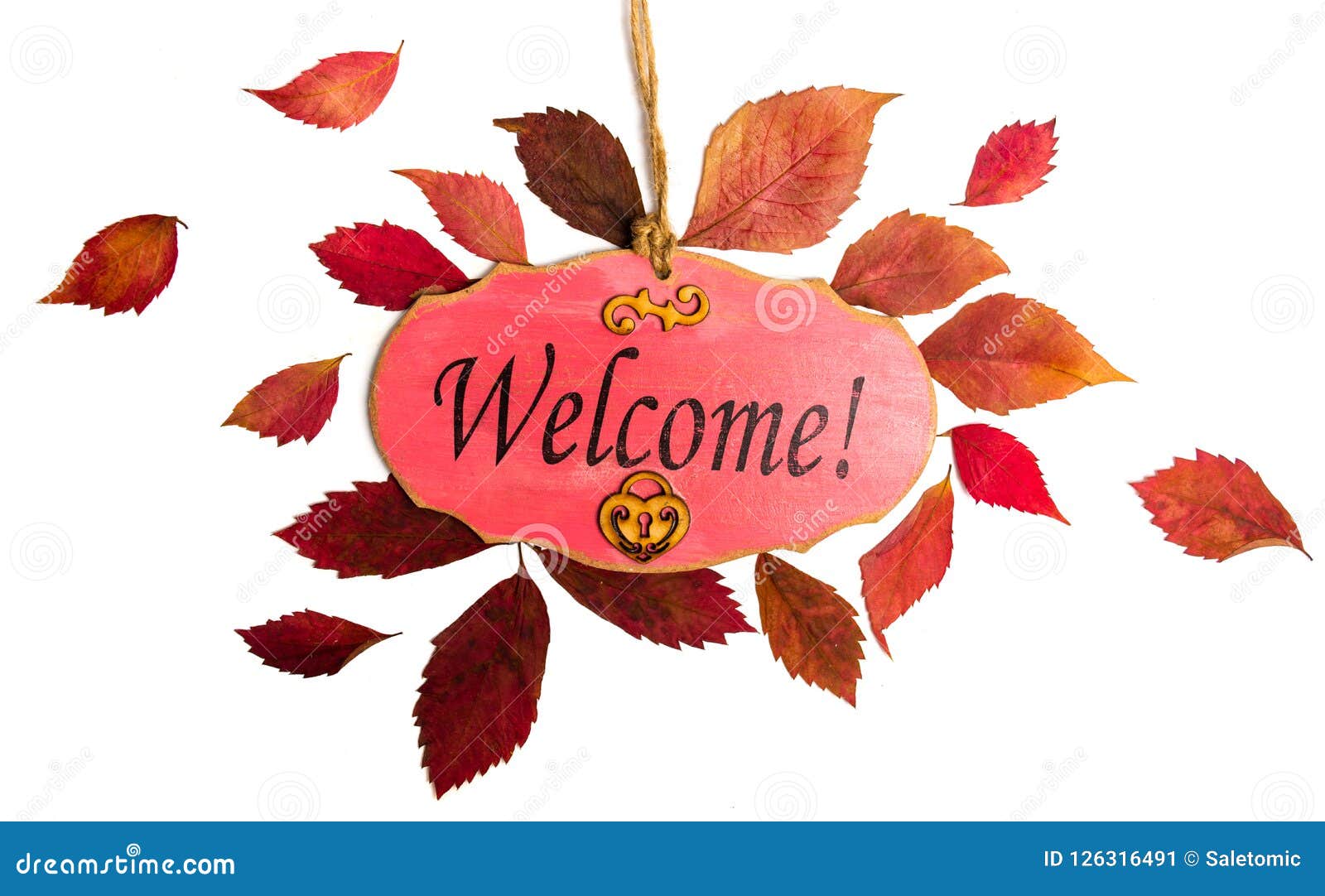 Welcome Note and Fallen Autumn Leaves Stock Image - Image of card ...