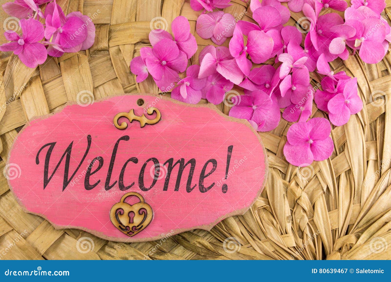 Welcome Note on the Wooden Frame Stock Image - Image of blossom, frame ...