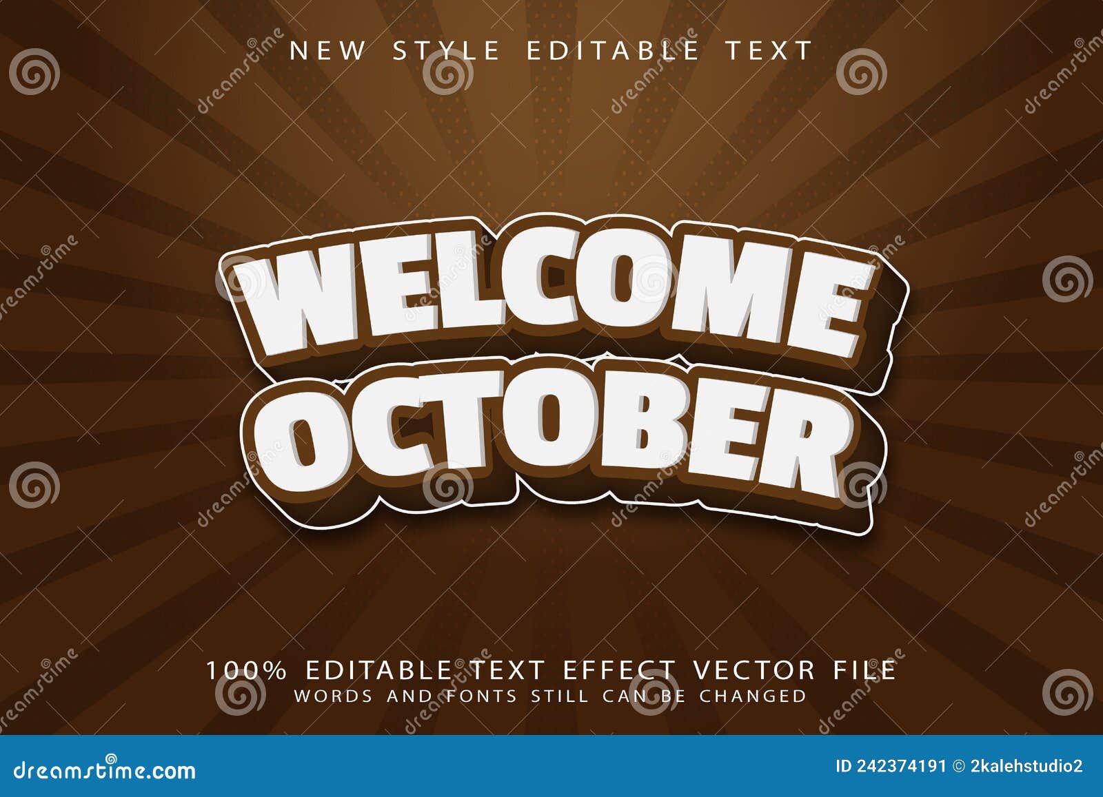 Welcome October Editable Text Effect 3D Emboss Vintage Style Stock ...