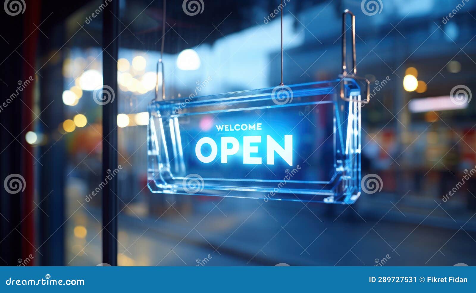 Welcome Open Sign with Light on Shop Door. Generative AI Stock ...