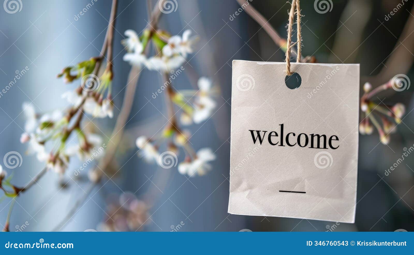 Welcome Paper Tag with Spring Leaves AI Generated Stock Image - Image ...