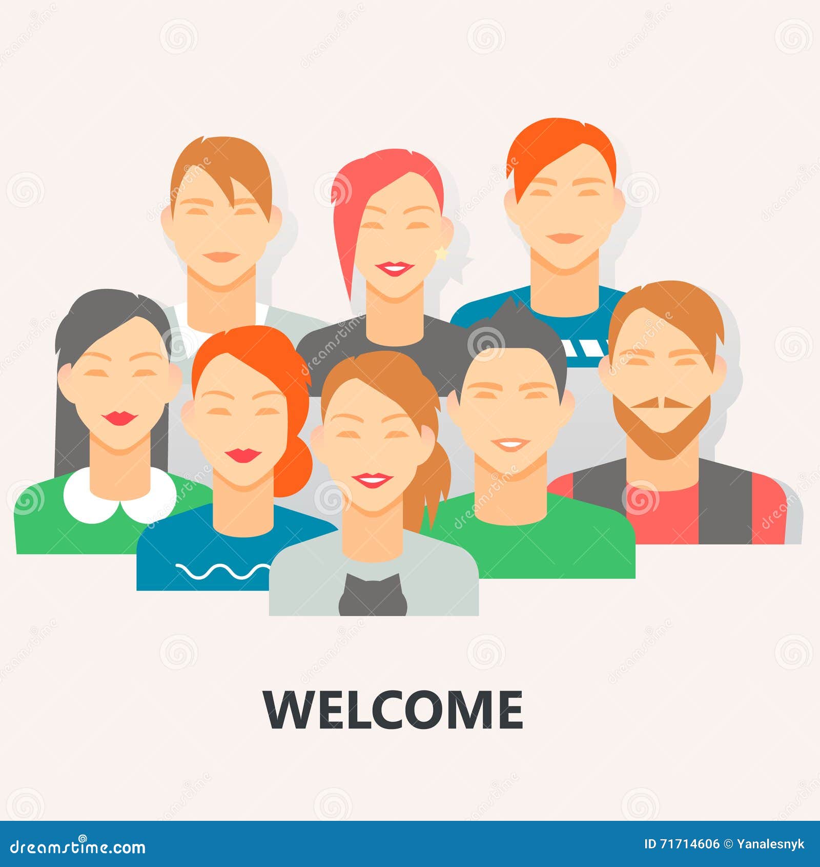 Welcome People Social Poster, Flat Vector Illustration Stock Vector ...