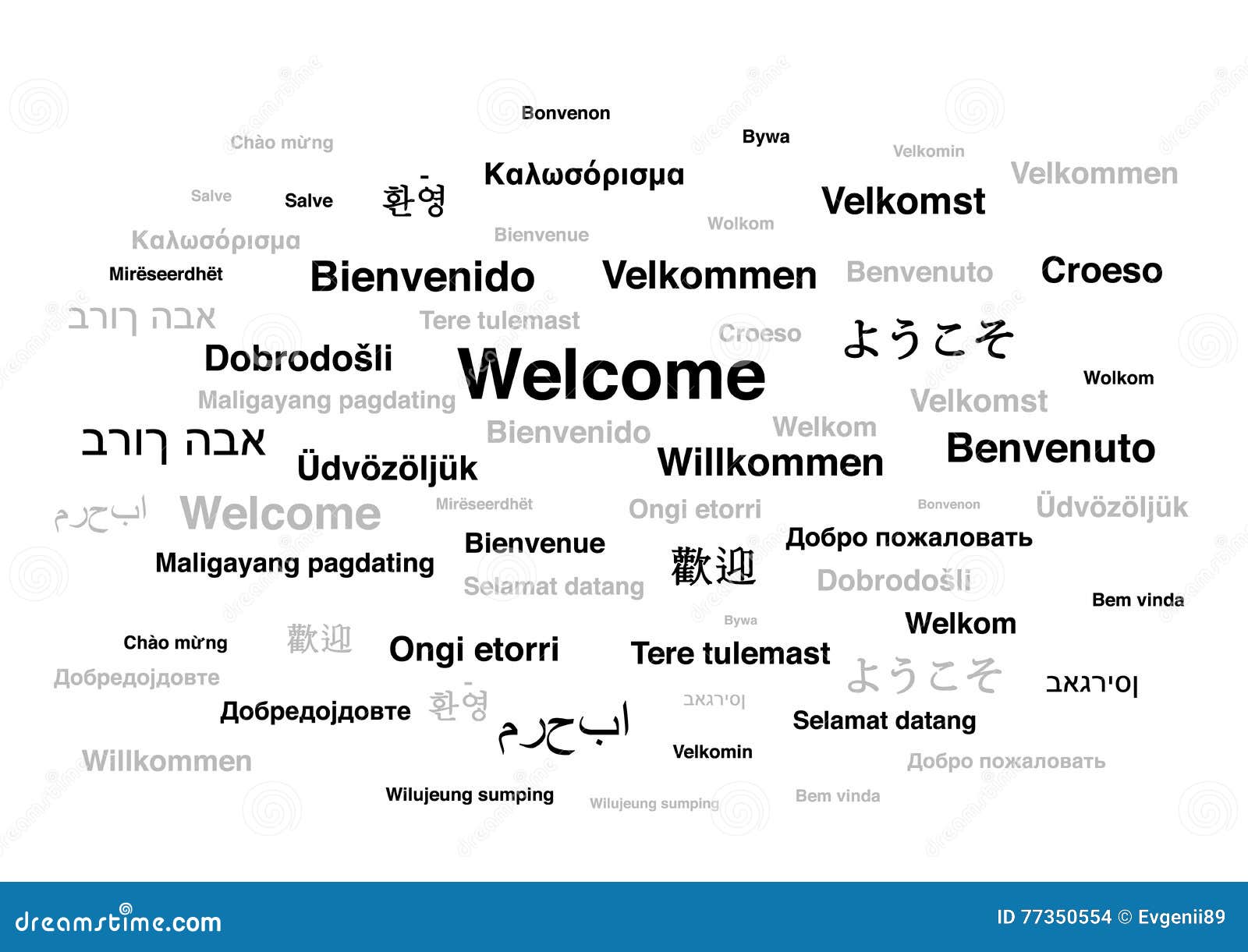 Welcome Phrase In Different Languages Of The World Stock Vector Illustration Of Chinese