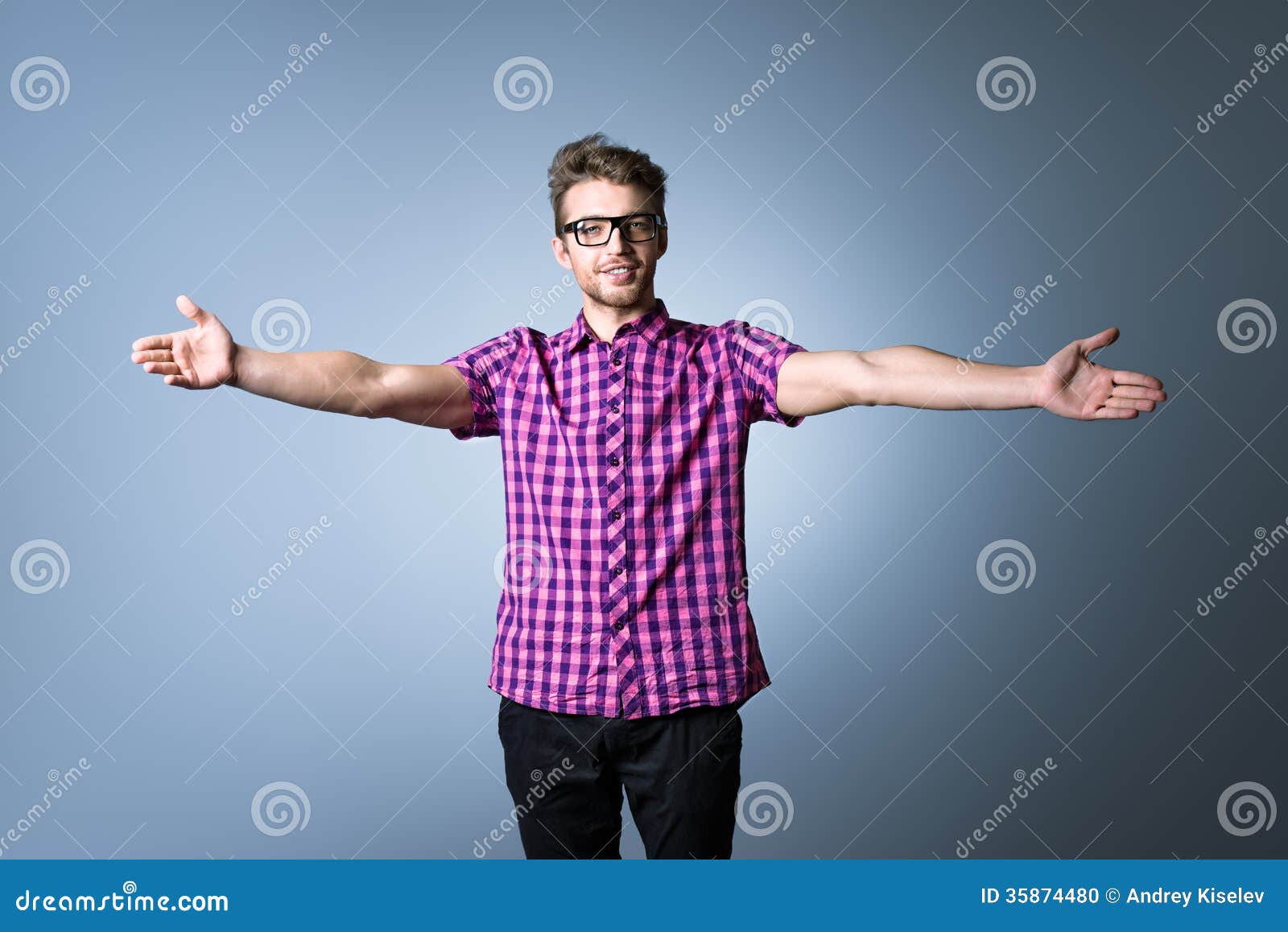 Welcome pose stock photo. Image of handsome, joyful, fashionable - 35874480