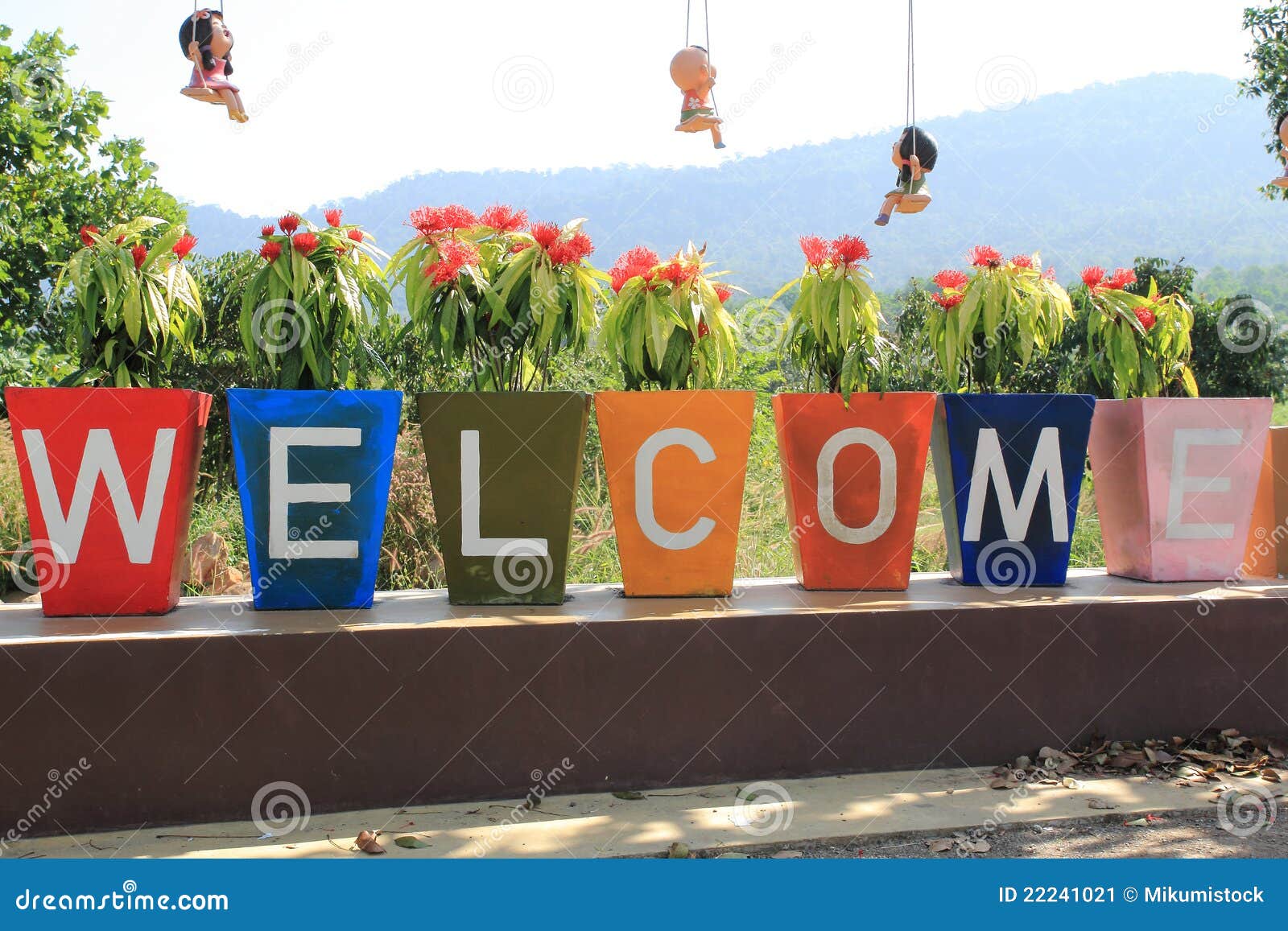 Welcome pot flower stock image. Image of sign, design - 22241021