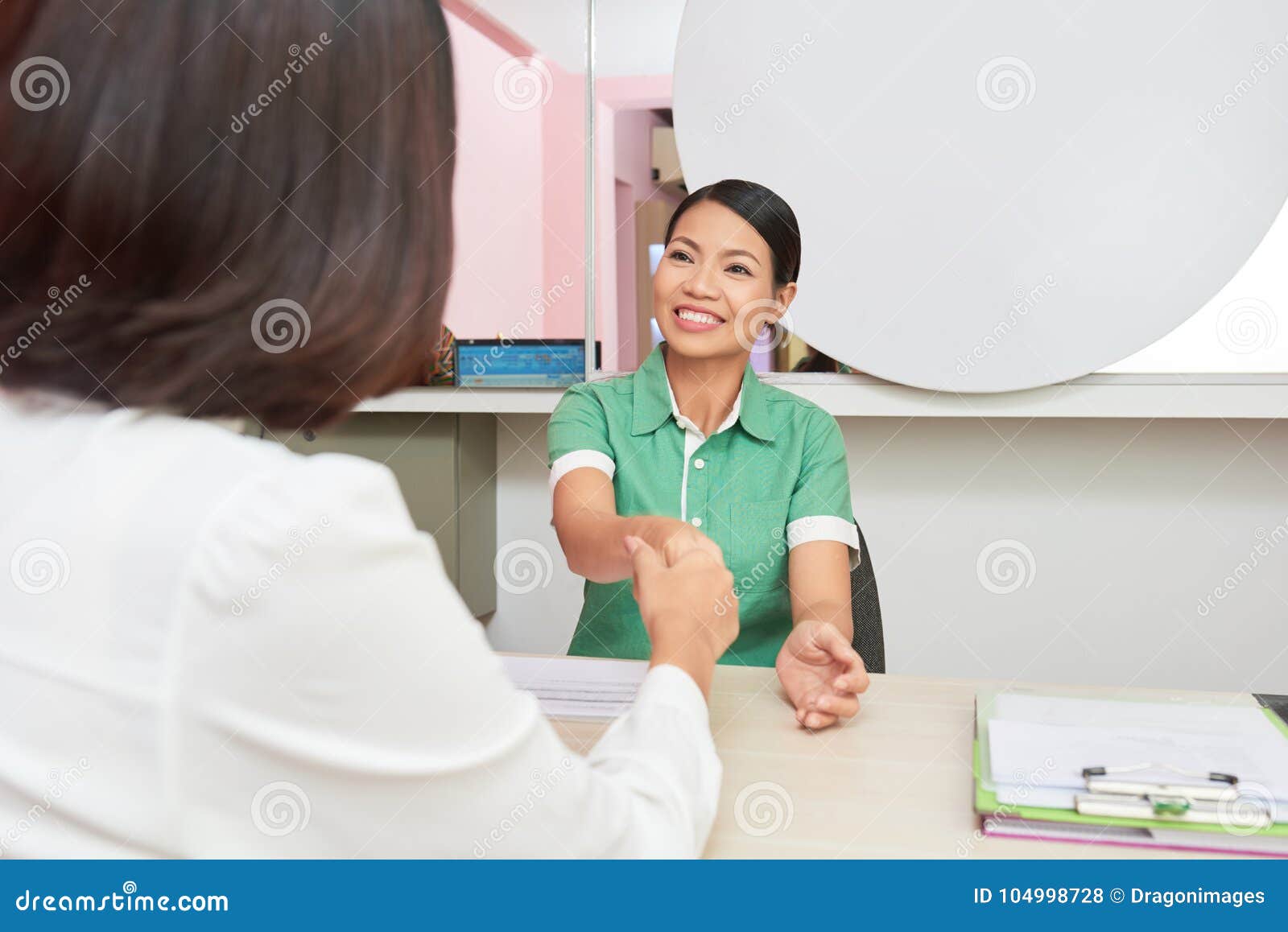 Welcome stock photo. Image of female, reception, retail - 104998728