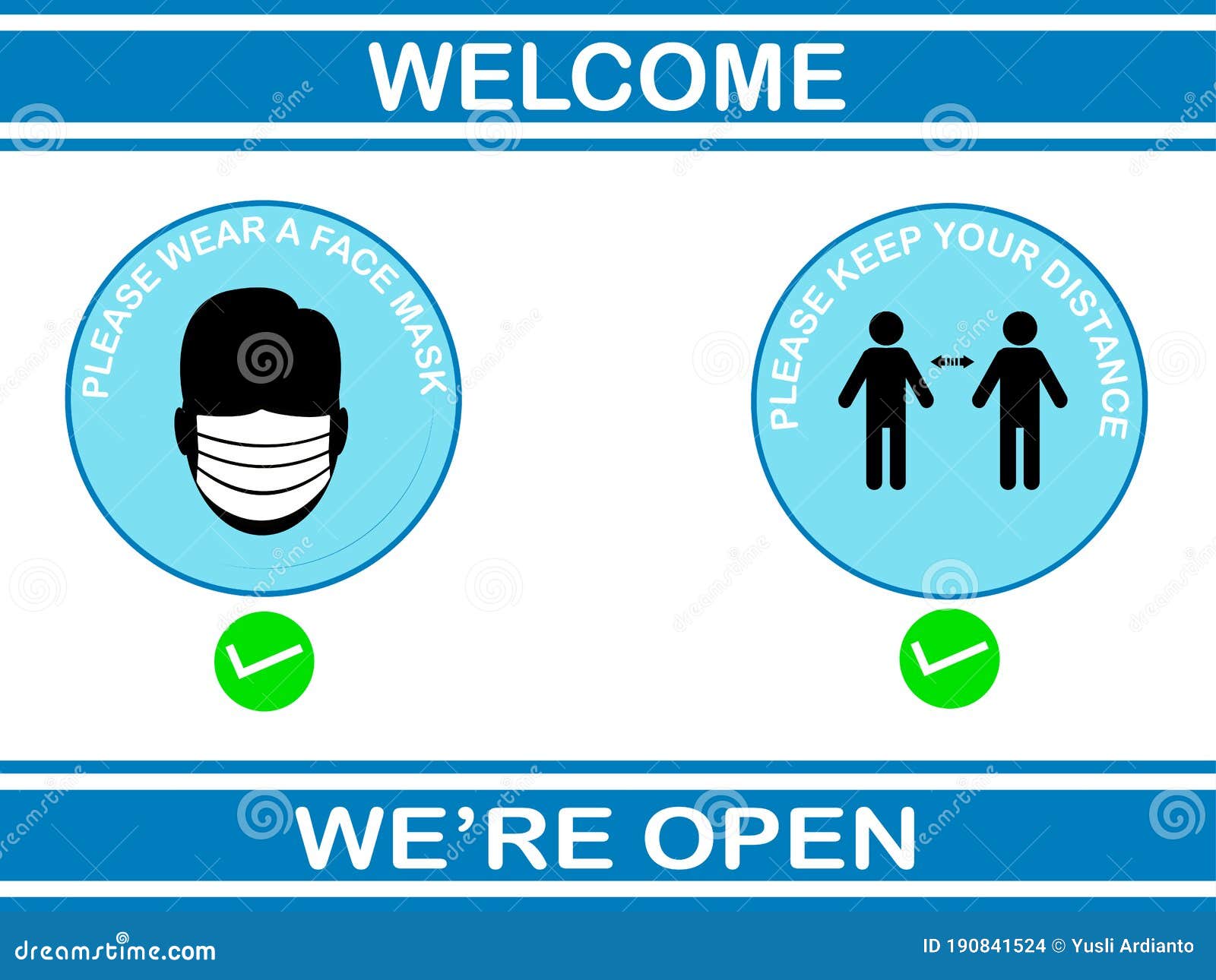We Are Open. Please Keep Safe Distancing And Wear A Face Mask. Sticker ...