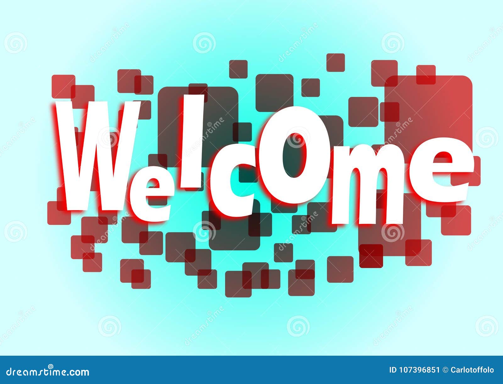 Welcome red squares banner stock vector. Illustration of geometry ...