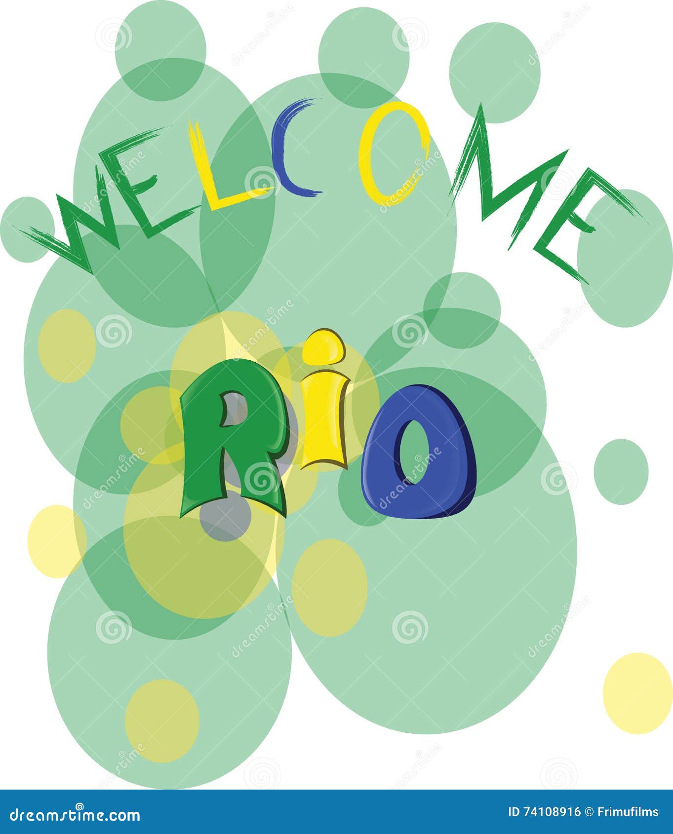 Welcome Rio, Colored Hand Drawn Text on White Backdrop Stock Vector ...