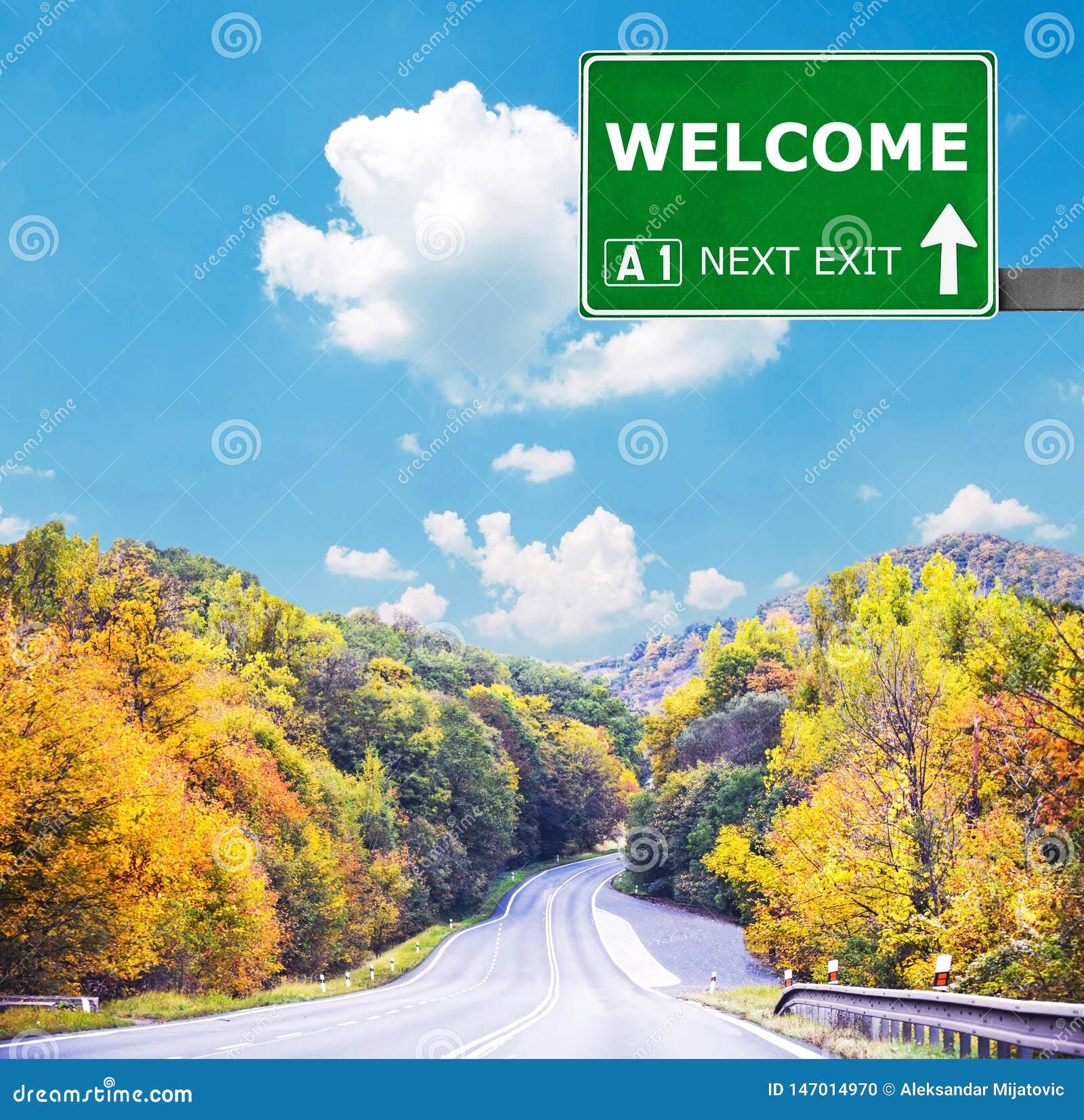 WELCOME Road Sign Against Clear Blue Sky Stock Photo - Image of notice ...