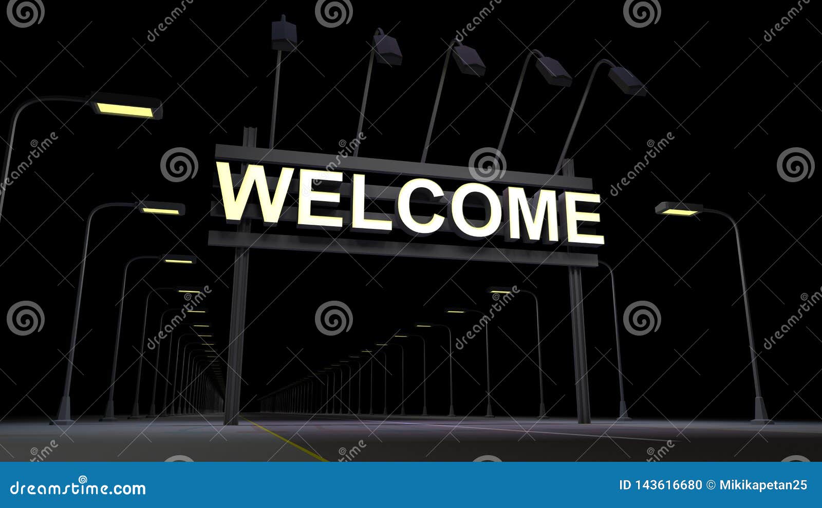 Welcome Road Sign 3d Illustration Stock Illustration - Illustration of ...