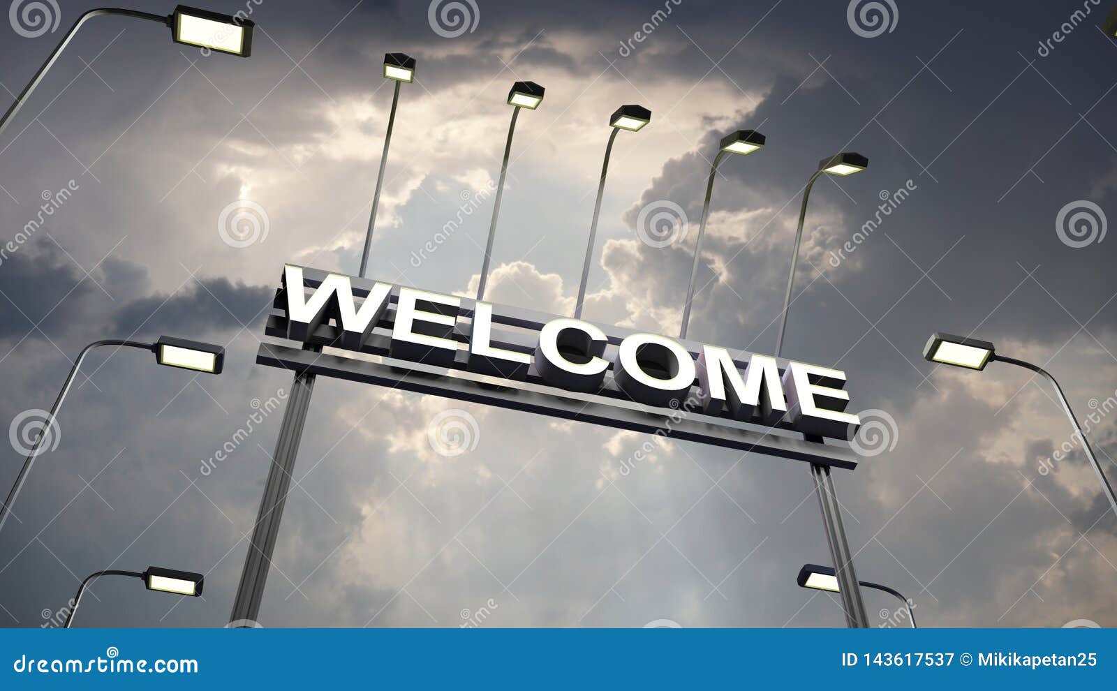 Welcome Road Sign 3d Illustration Stock Illustration - Illustration of ...