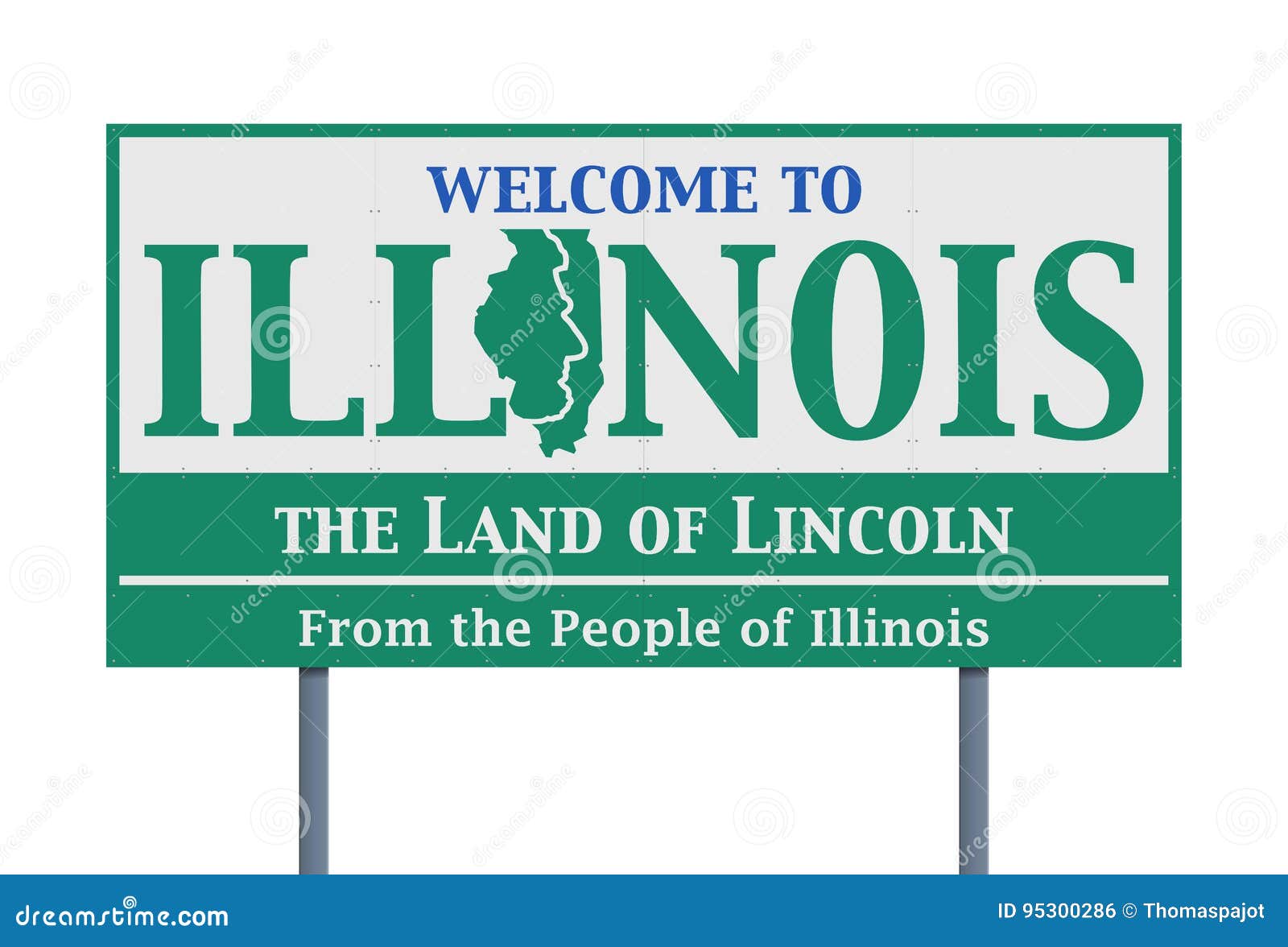 Welcome Road Sign of the State of Illinois Stock Vector - Illustration ...