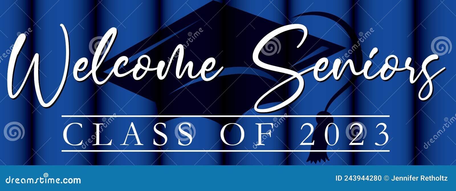 Welcome Seniors Class Of 2024 Banner Gold Background With Graduation ...