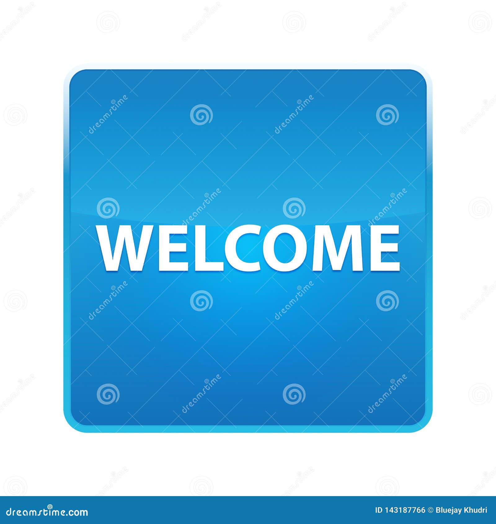 Welcome Shiny Blue Square Button Stock Illustration - Illustration of ...