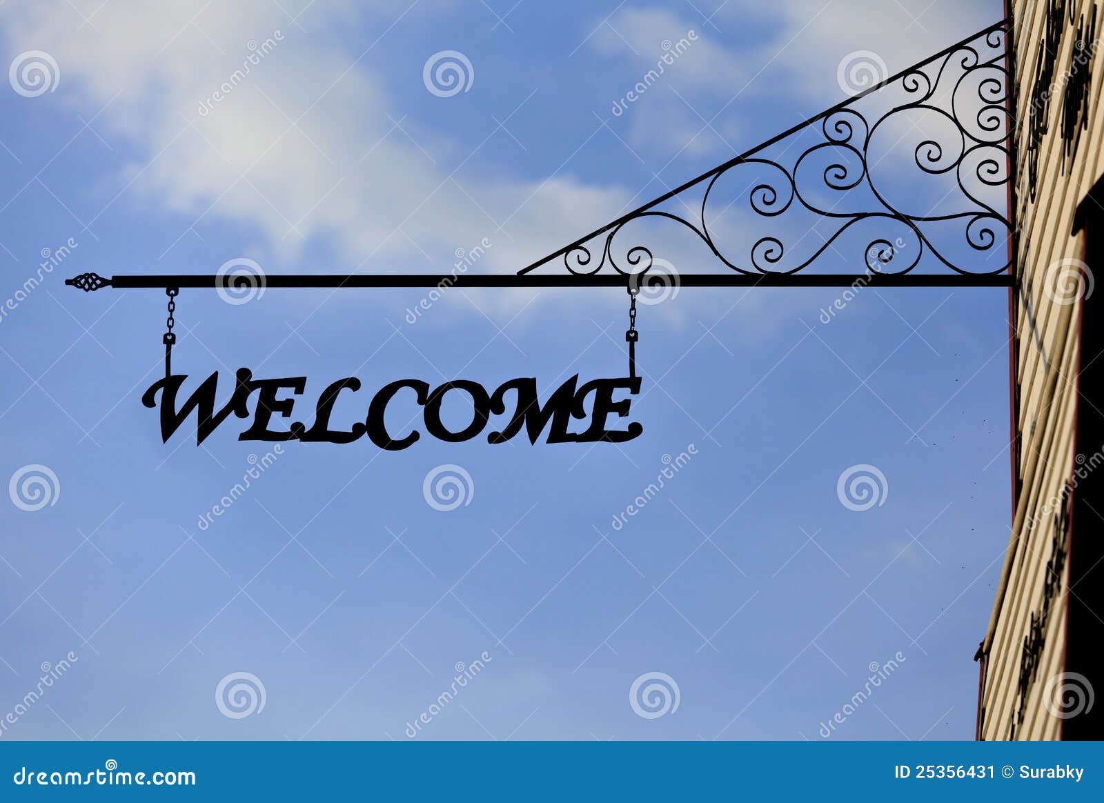Welcome sign stock image. Image of post, design, clouds - 25356431