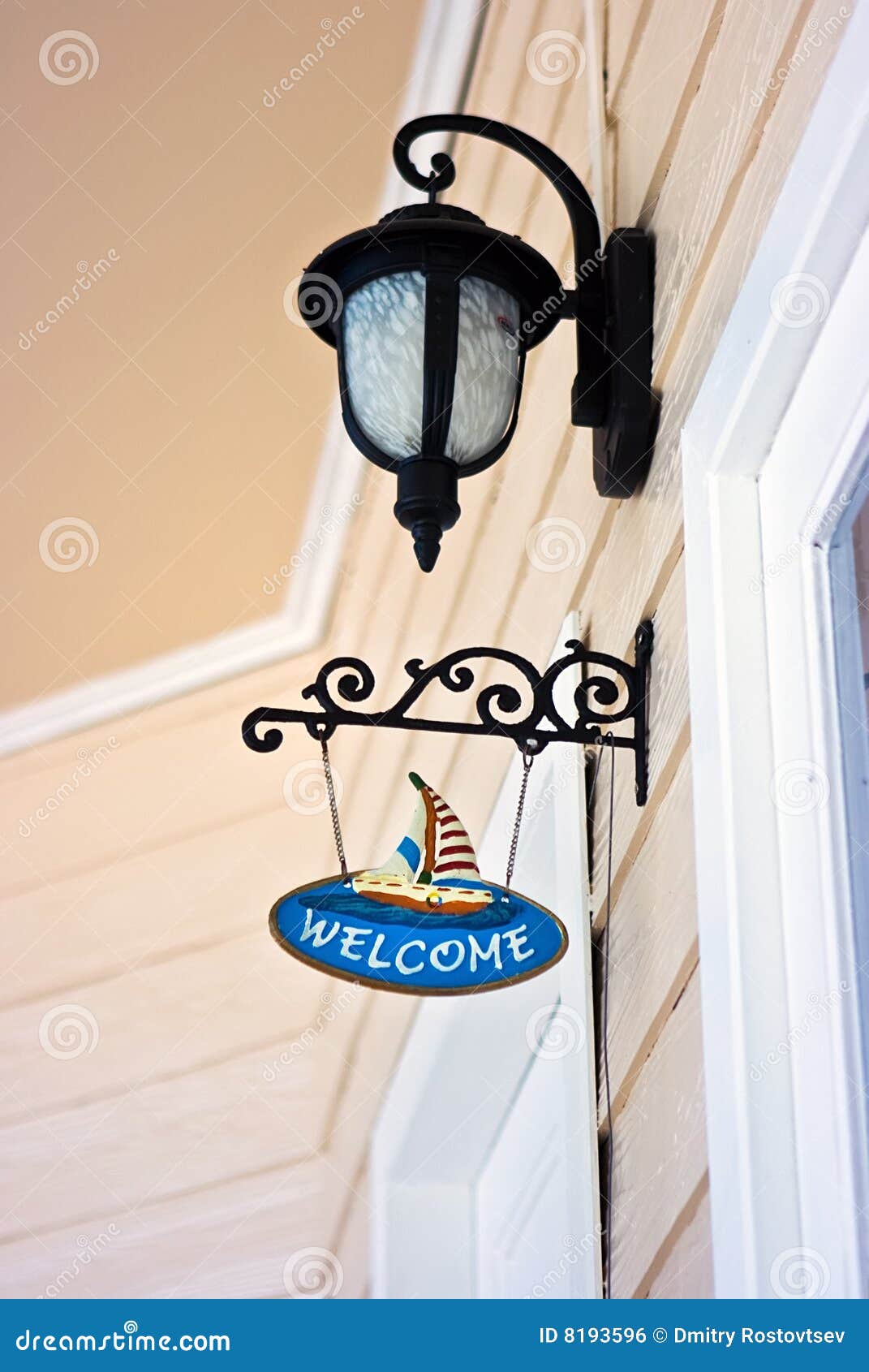 Welcome sign stock photo. Image of home, decorative, lamp - 8193596